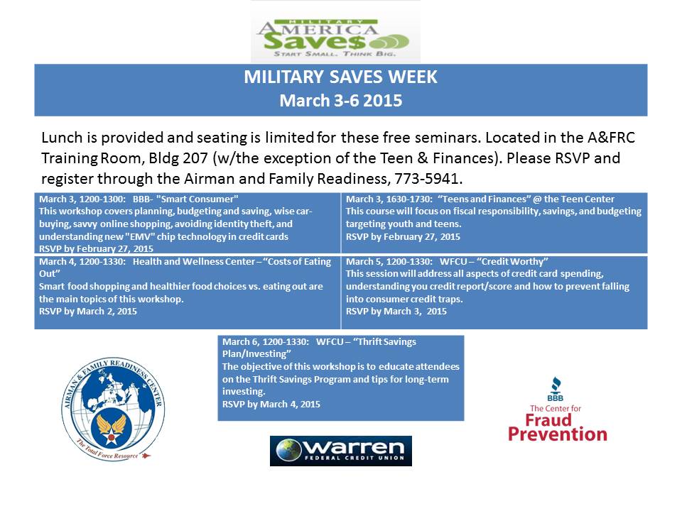 'Military Saves Week' highlights personal finance issues > F.E. Warren ...