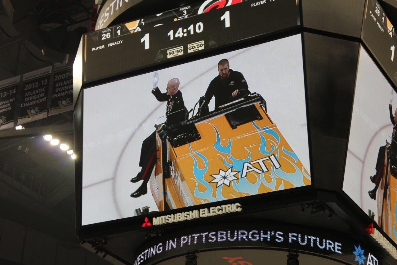 Marines ride the Zamboni