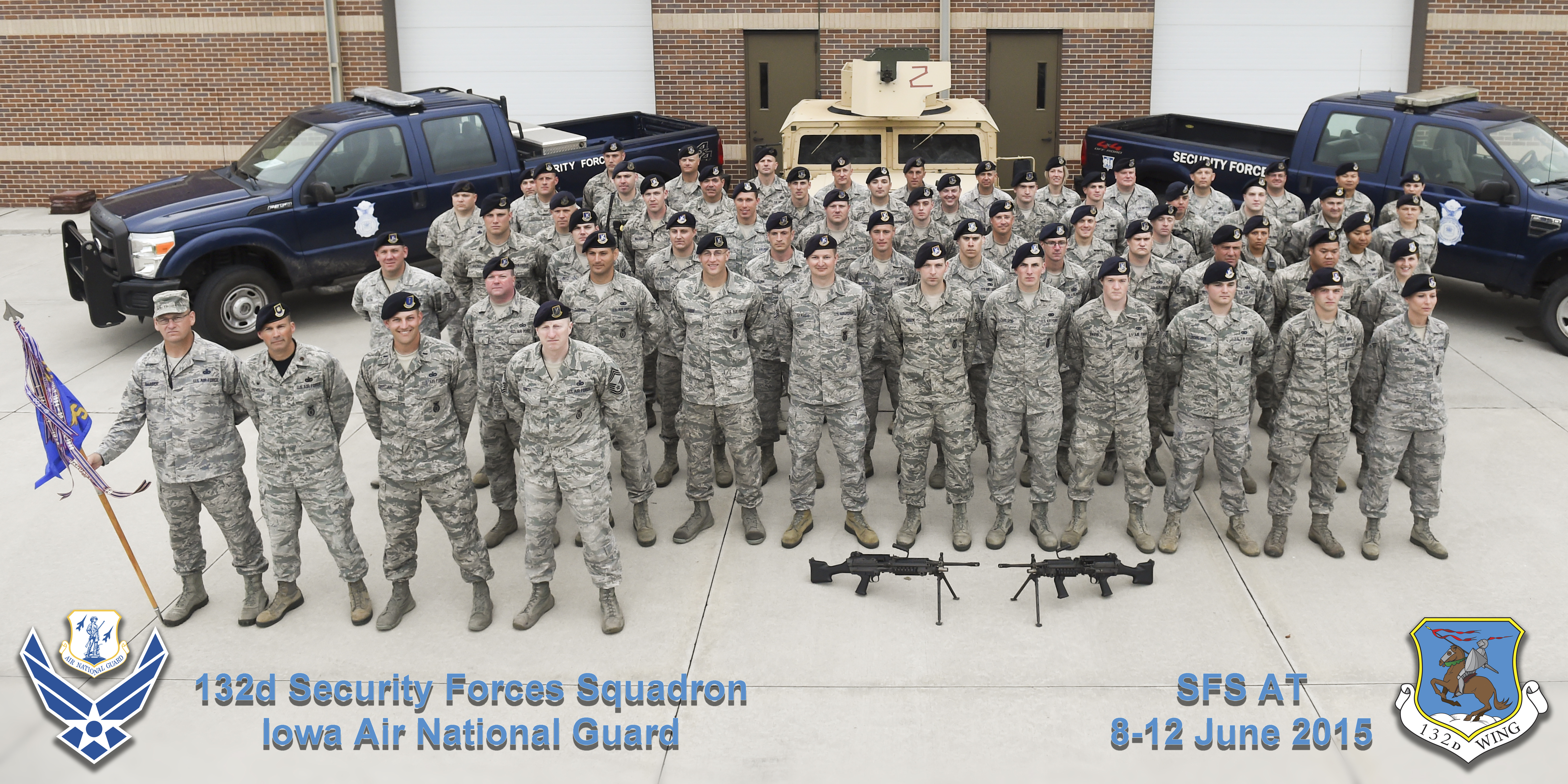 Members of the 132d Wing SFS gather for group photo.