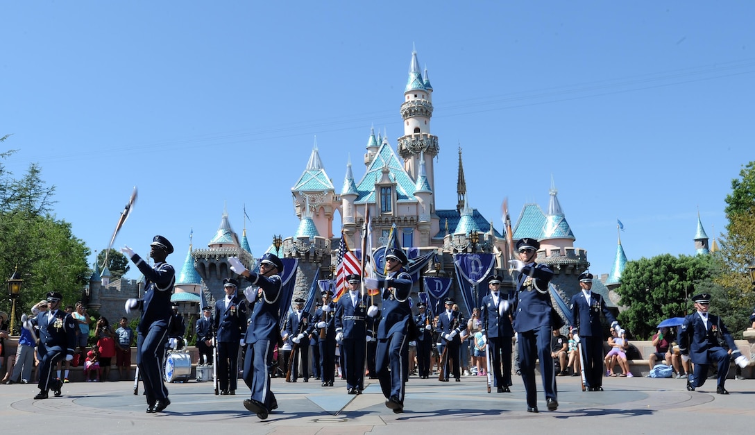 United States Air Force Honor Guard performs at Disneyland