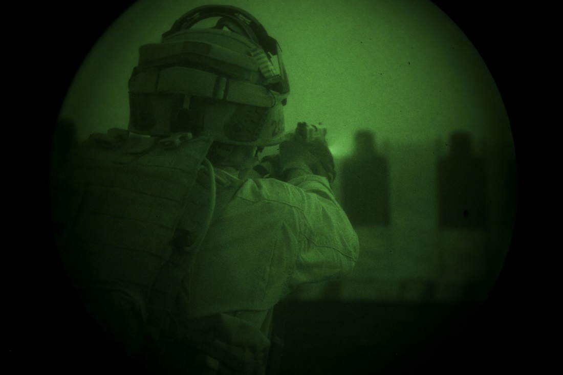 U.S. Marines practice low-light shooting