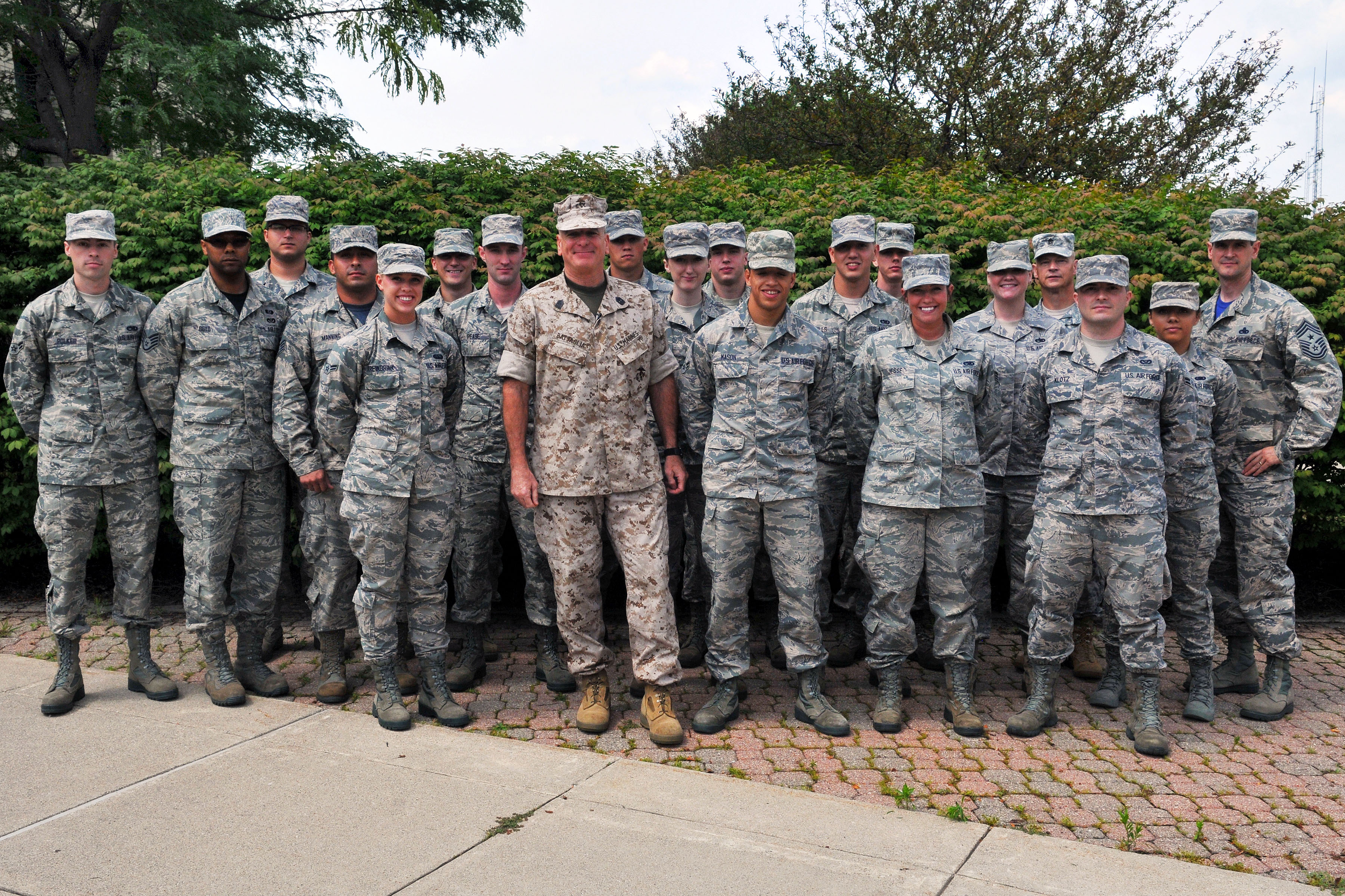 Marine Corp Sgt. Maj. Bryan Battaglia, center, senior enlisted advisor ...