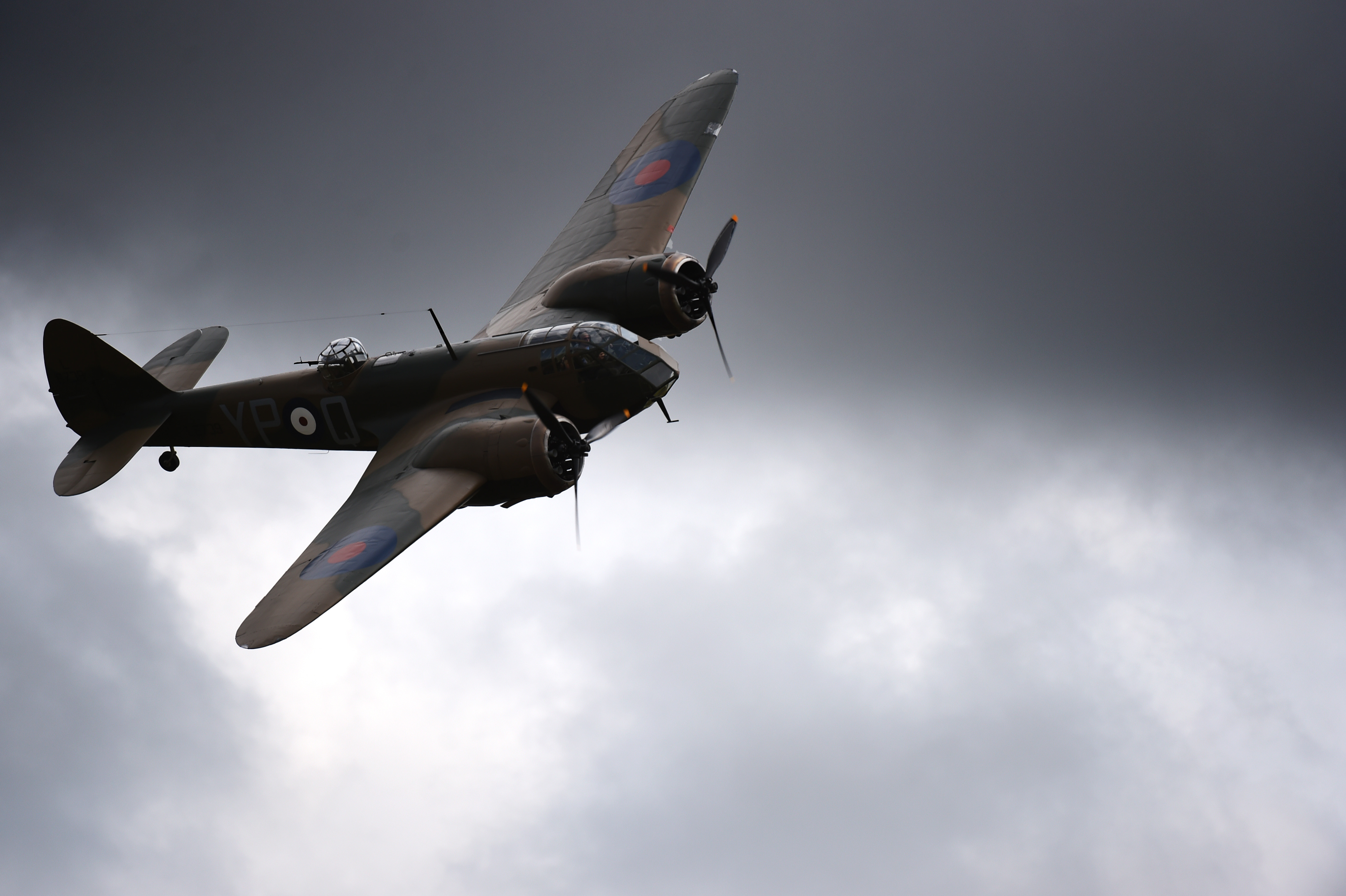 A Bristol Blenheim light bomber flies through the clouds above RAF ...