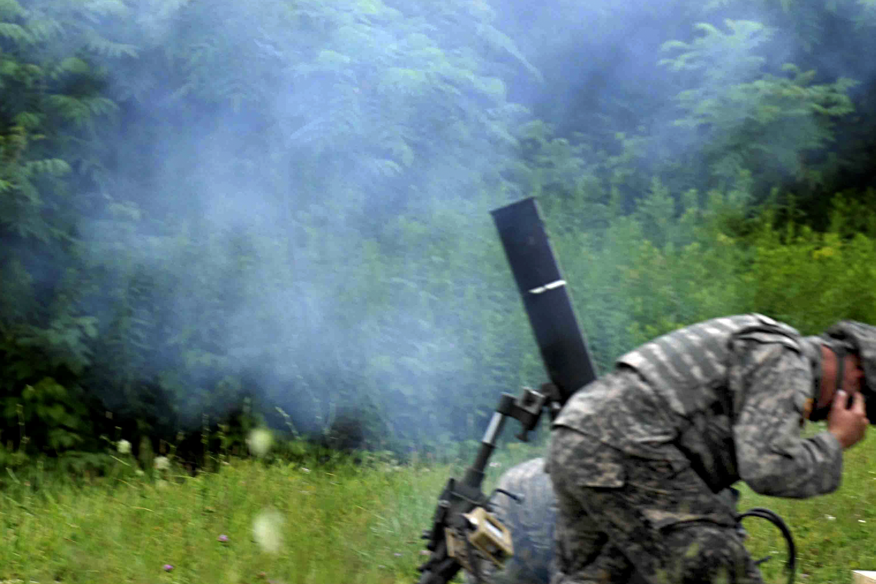 Soldiers Fire A Mortar Round During A Live Fire Exercise Using M120 And