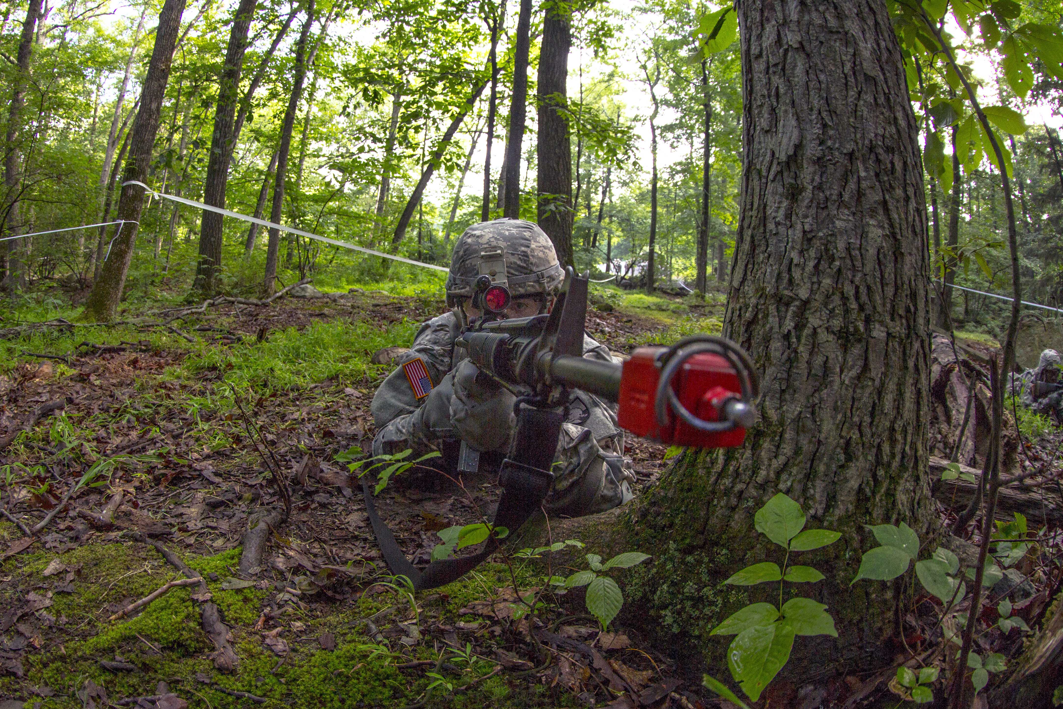 New cadets practice team movement techniques as part of a live-fire ...