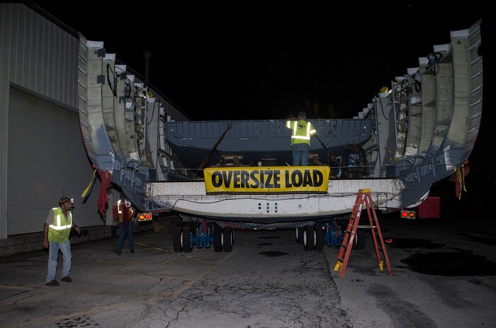 C-17 Globemaster III fuselage begins its journey