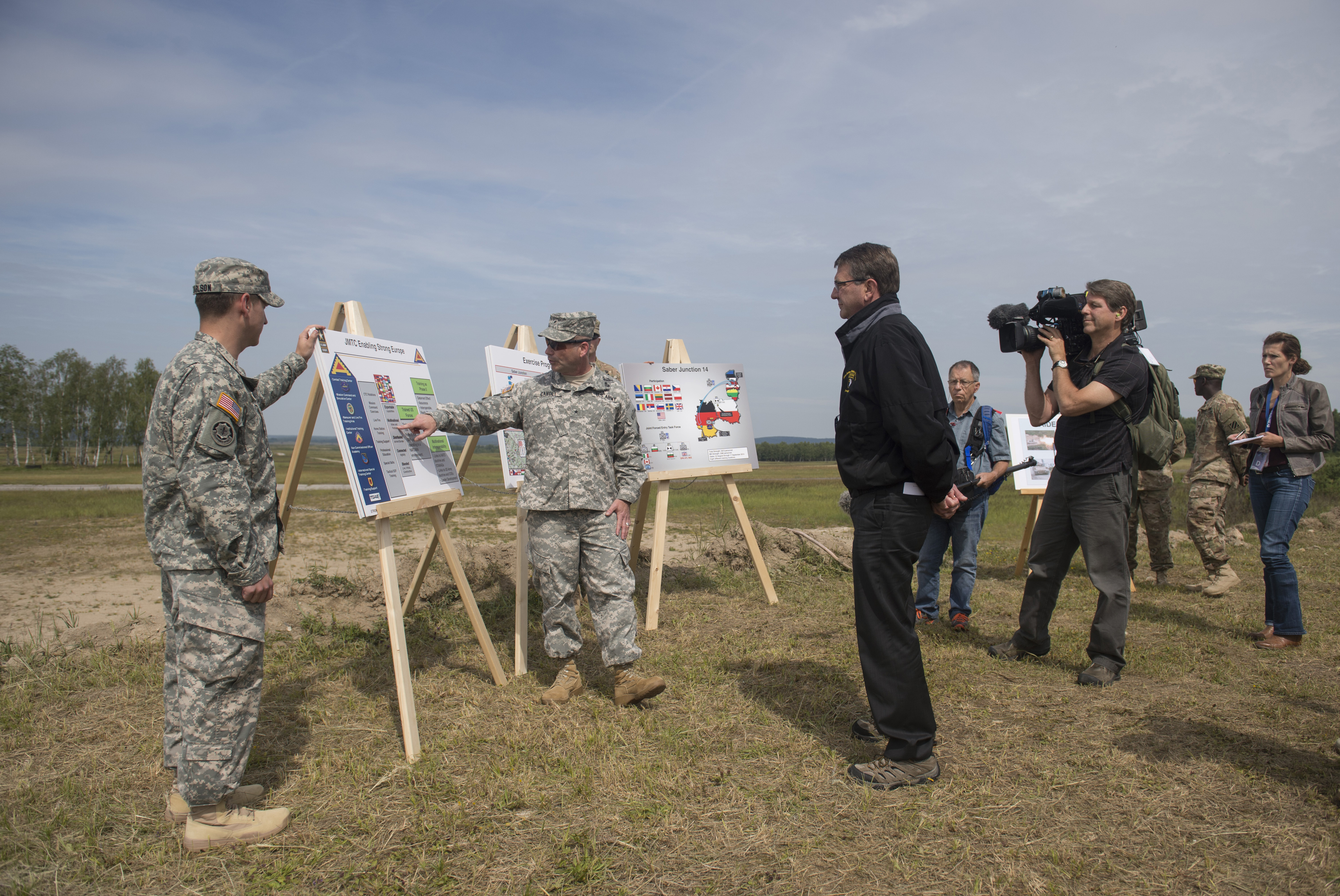 U.S. Defense Secretary Ash Carter receives a briefing on the Joint ...