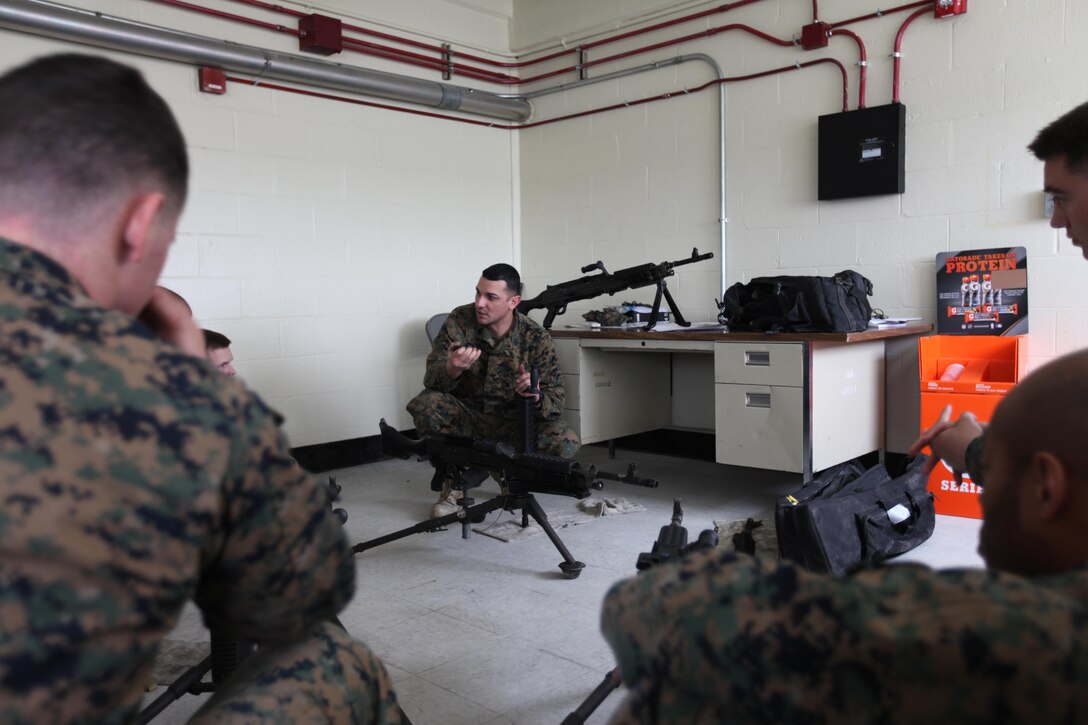 Support squadron Marine learn machine gun fundamentals