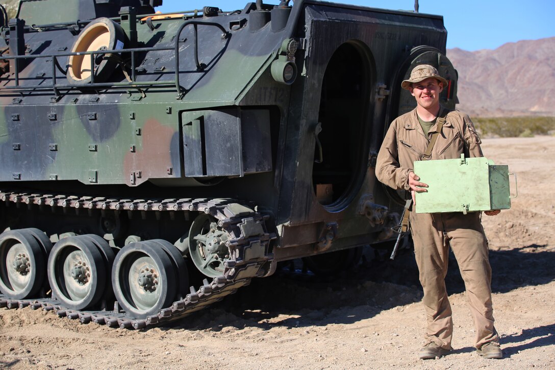 Lance Cpl. Nicholas J. Cascone modified the original spent rounds box ...