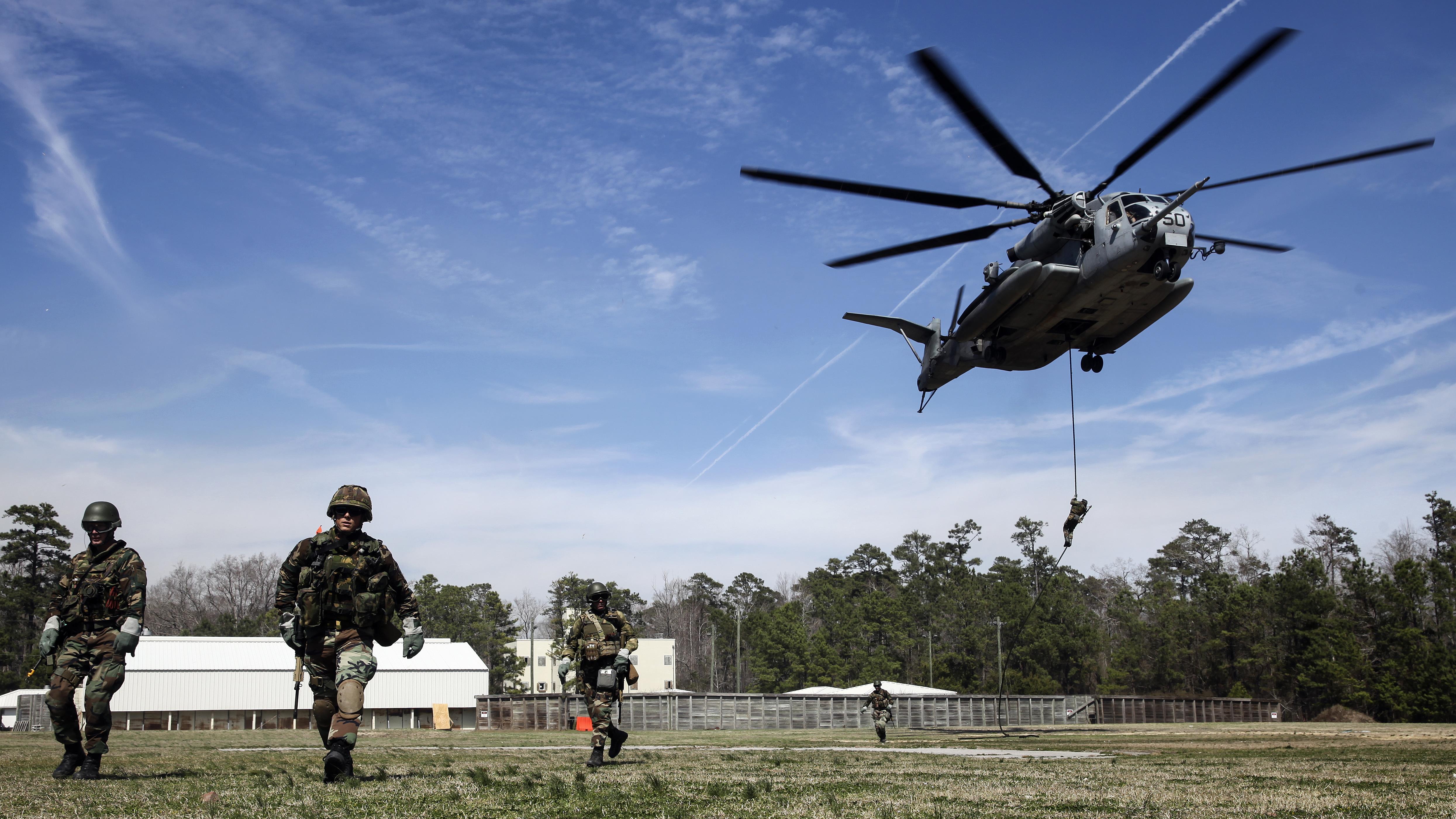 Royal Dutch Marines slide to safety