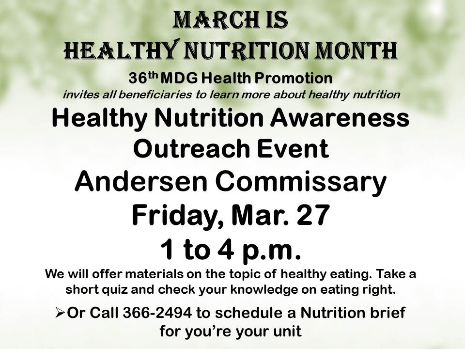 Healthy Nutrition Awareness @ Andersen Commissary