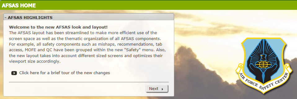 AFSAS home page redesign streamlines layout and navigation > Air Force ...