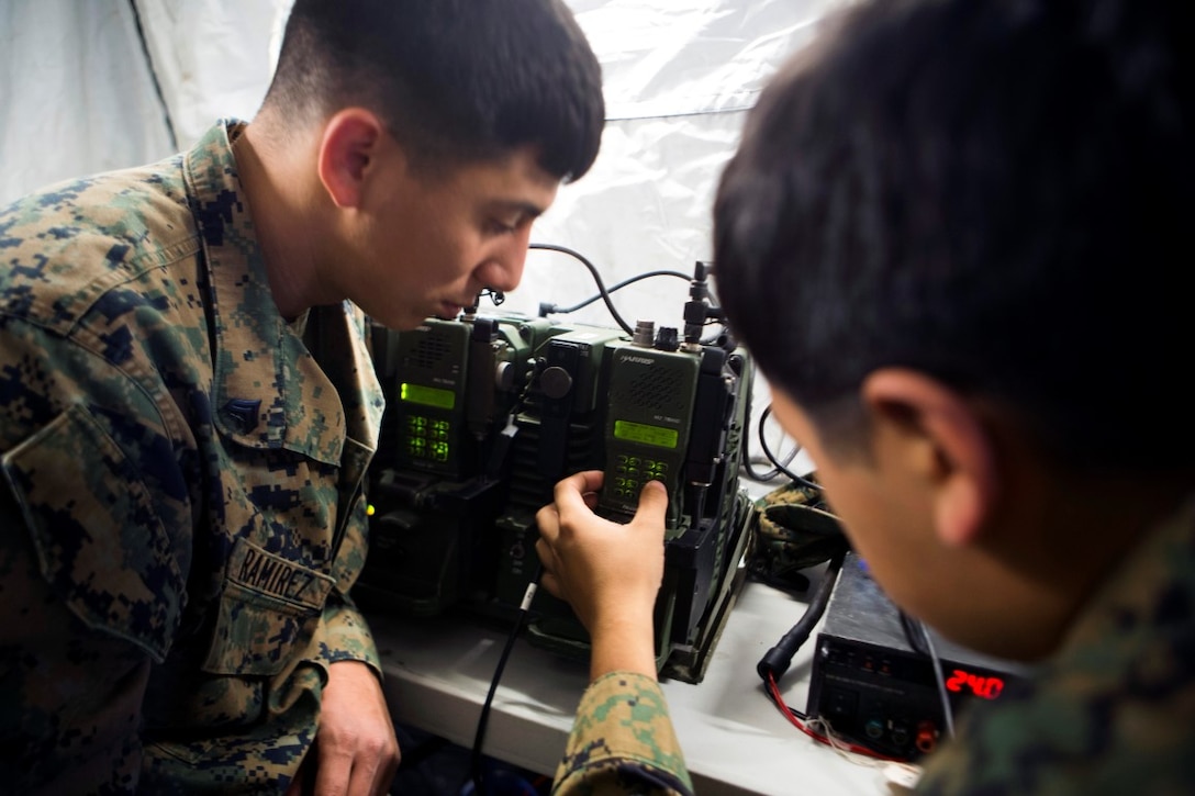 US Marines set up communications in Canada