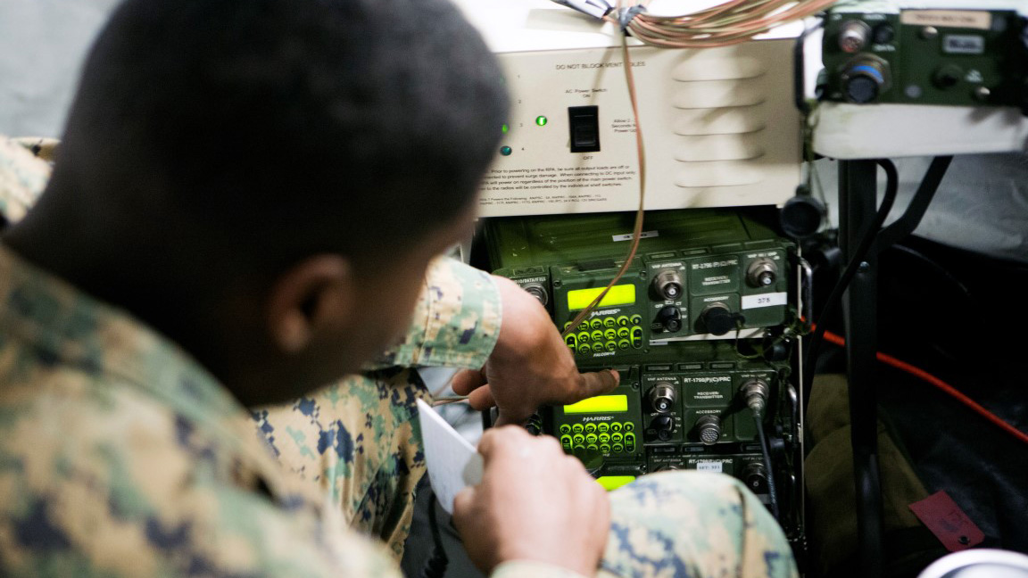 US Marines set up communications in Canada