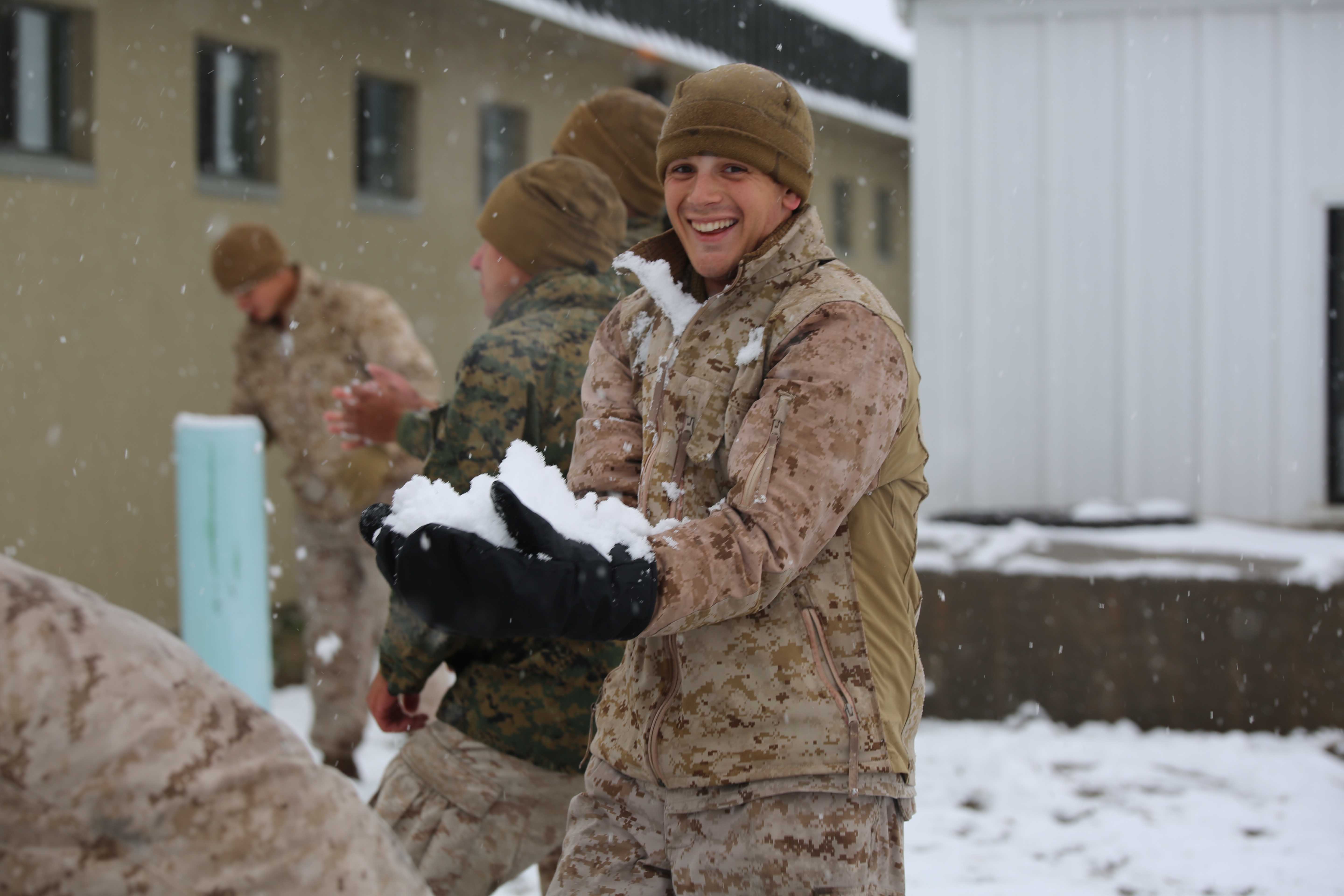 Integrated Task Force Marines have fun in snow