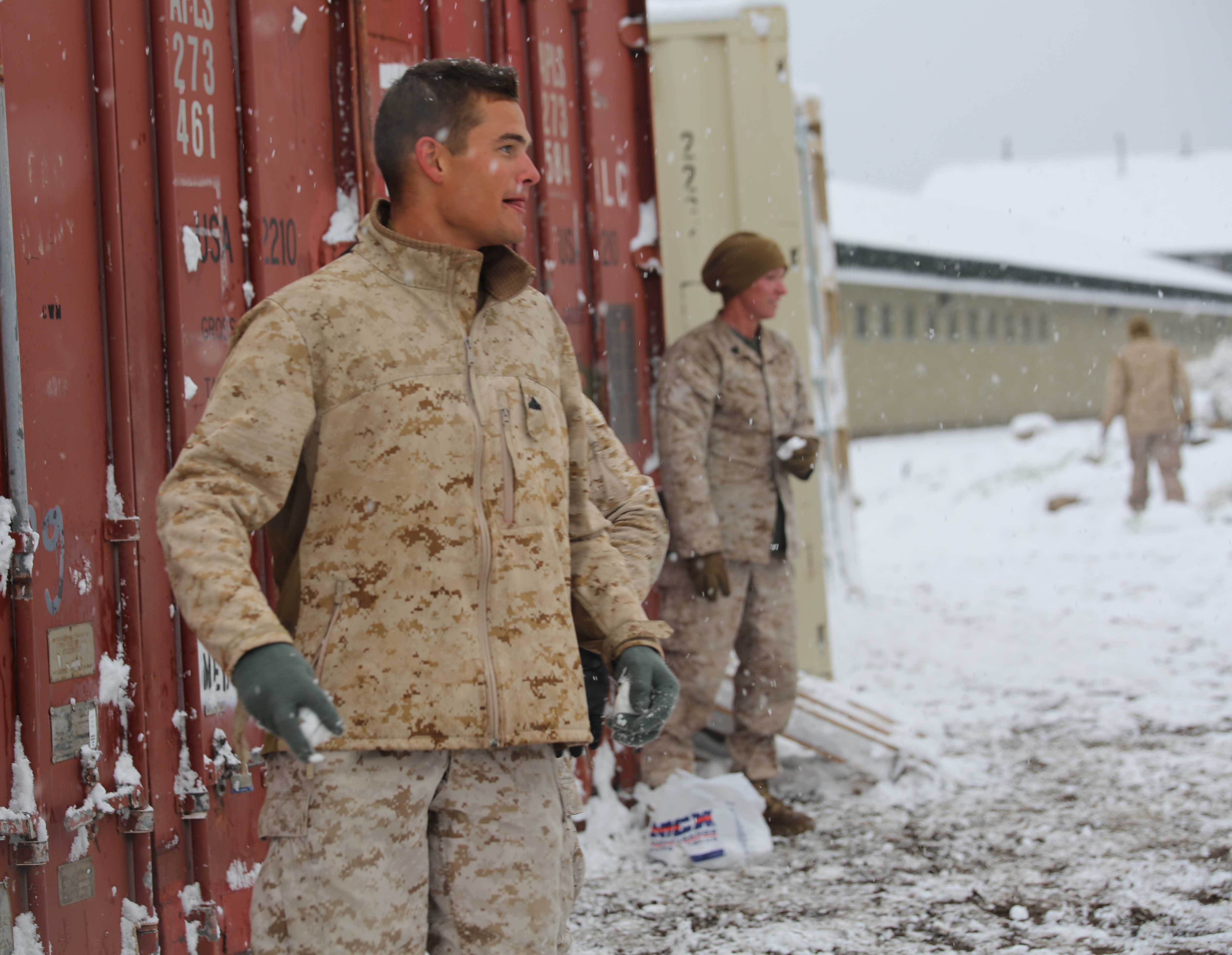 Integrated Task Force Marines have fun in snow