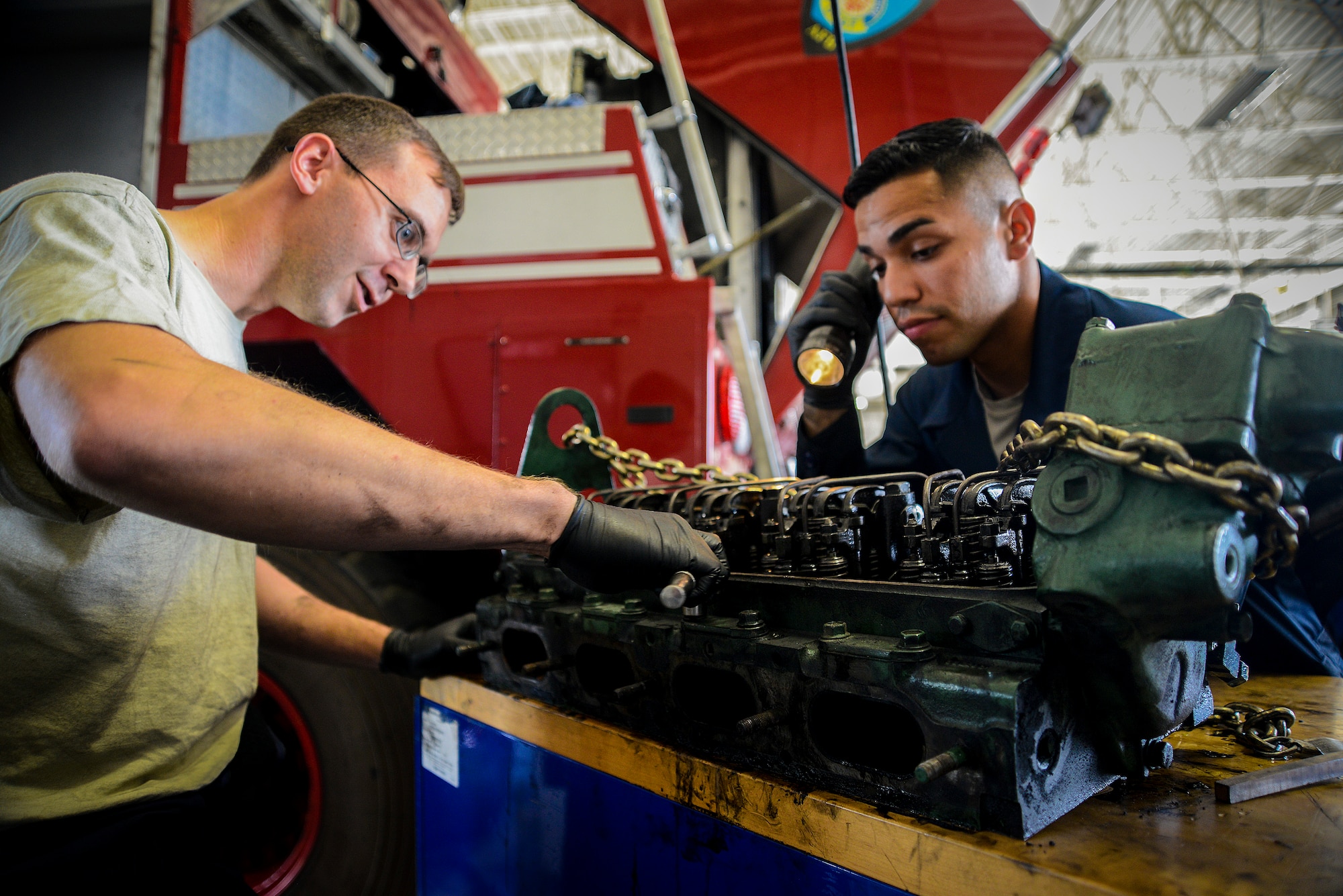 Fire truck mechanics stop, drop and keep them rolling > MacDill Air ...