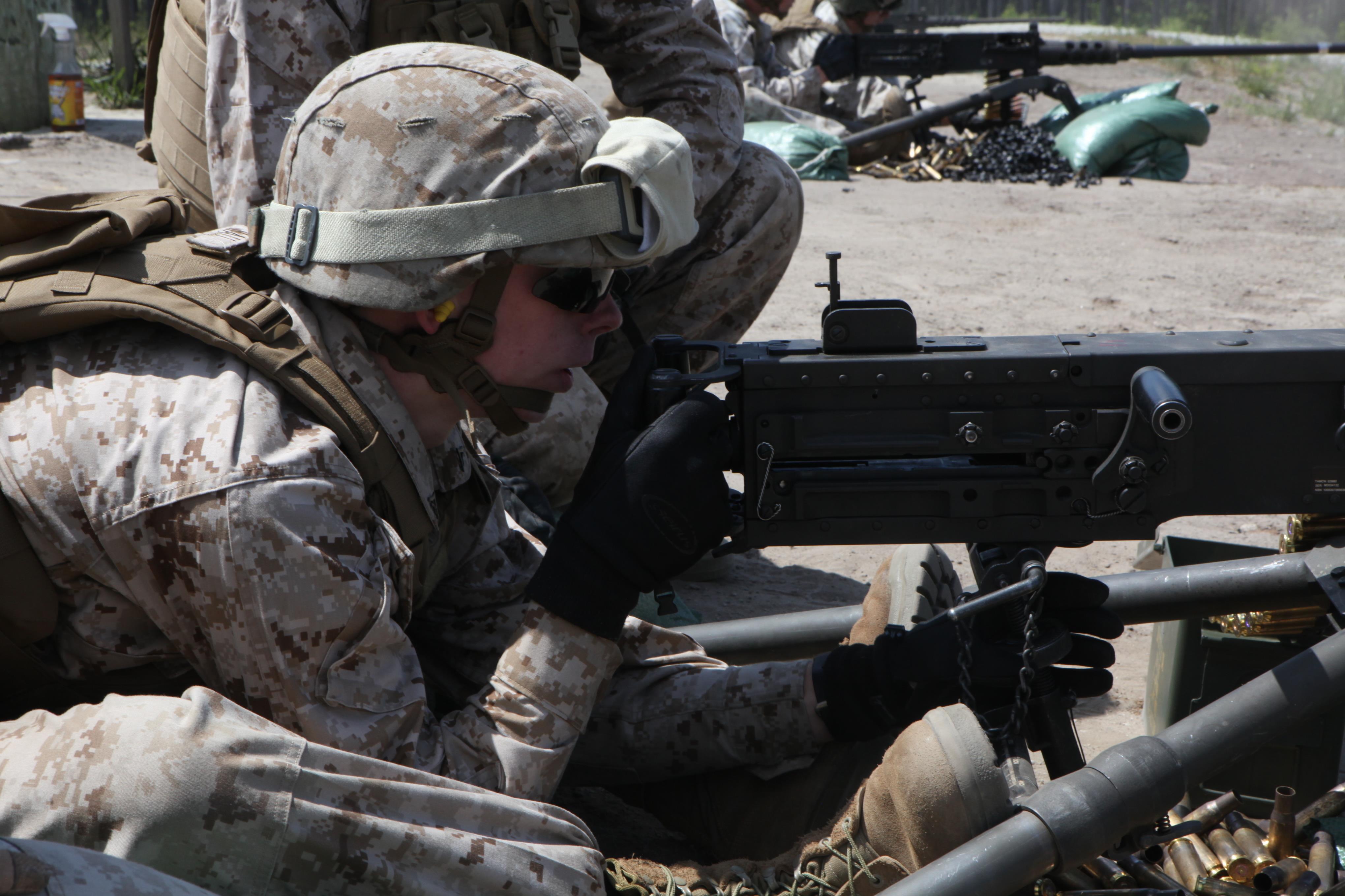 Marines send rounds down range training with machine guns