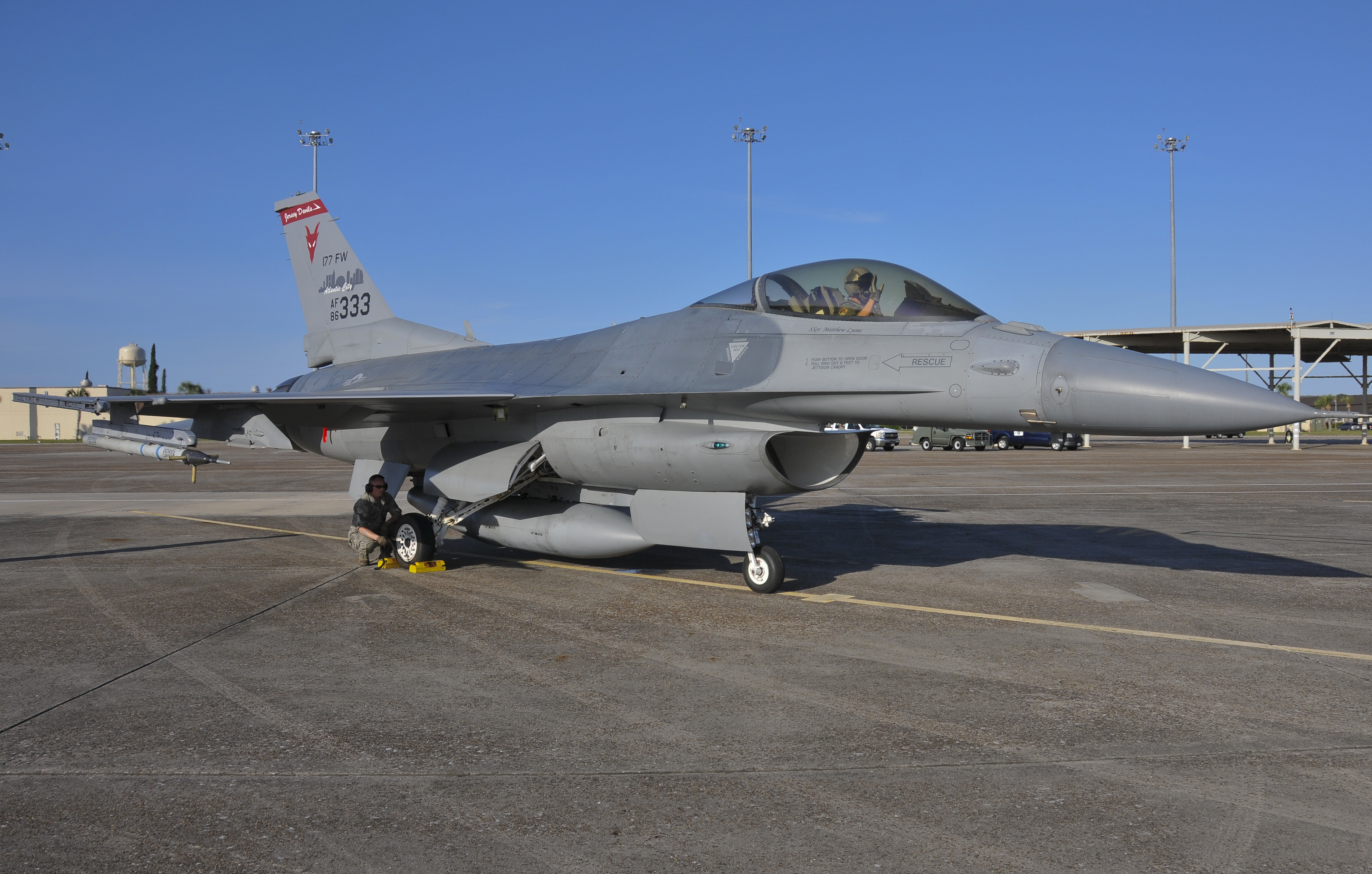 Pulling chocks at Combat Archer