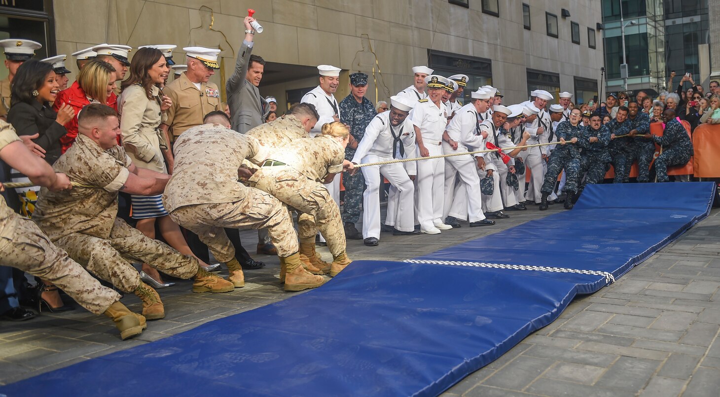 Navy tops Marine Corps in annual Fleet Week tug-of-war competition ...