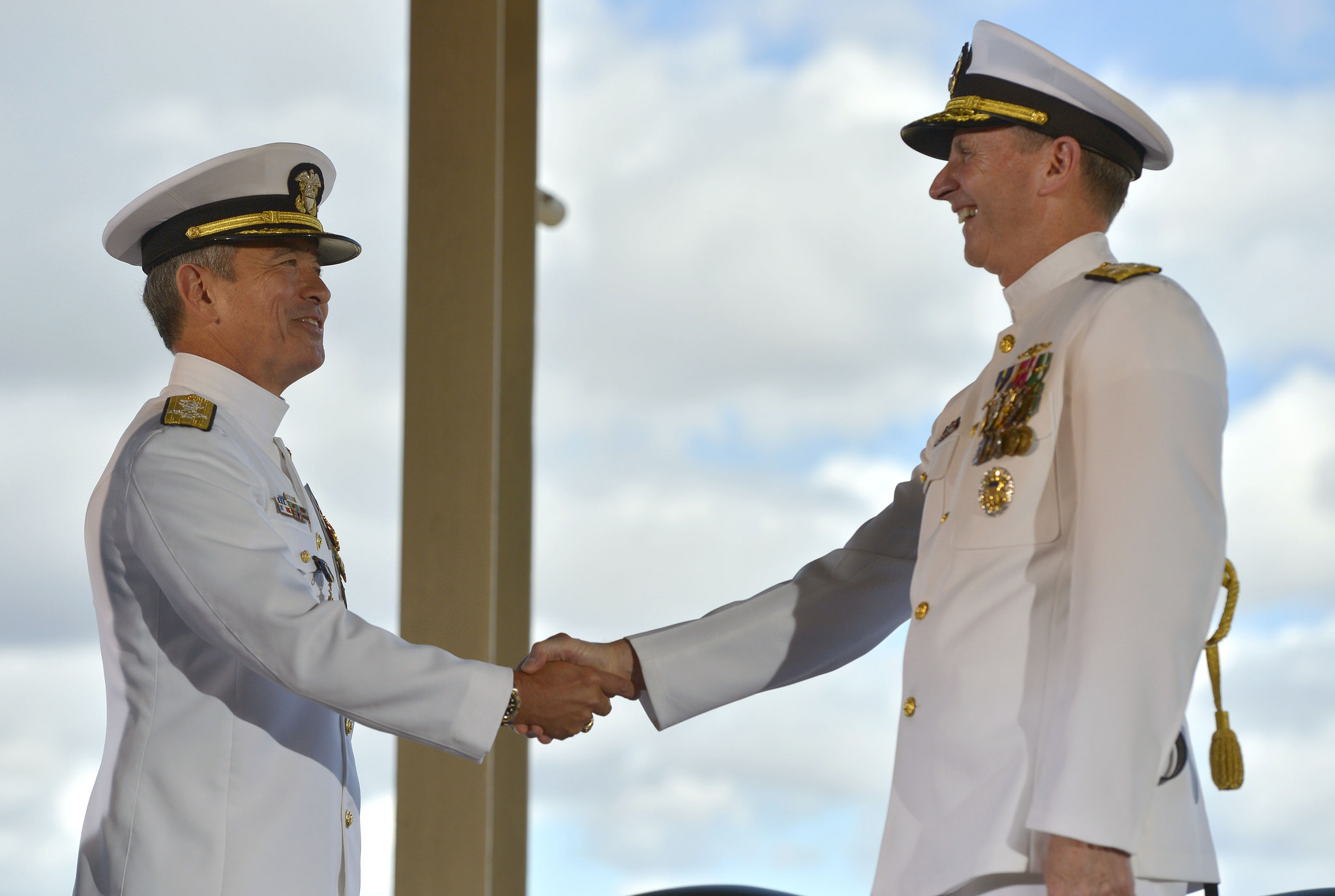 U.S. Navy Adm. Jonathan W. Greenert, right, chief of Naval Operations ...