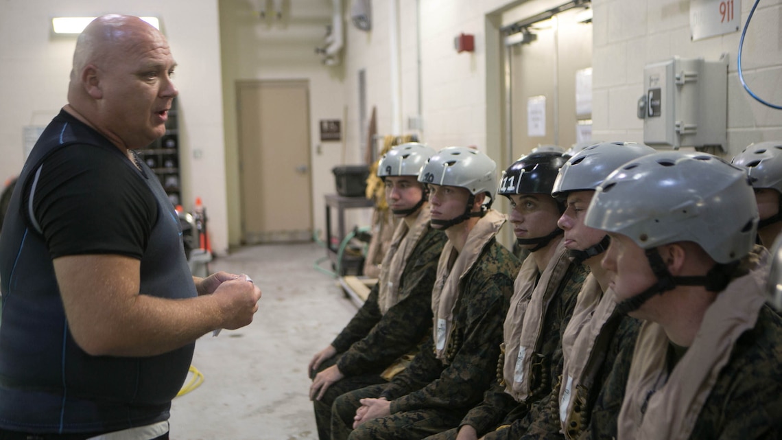 Marines learn underwater egress at Helo Dunker > United States Marine ...