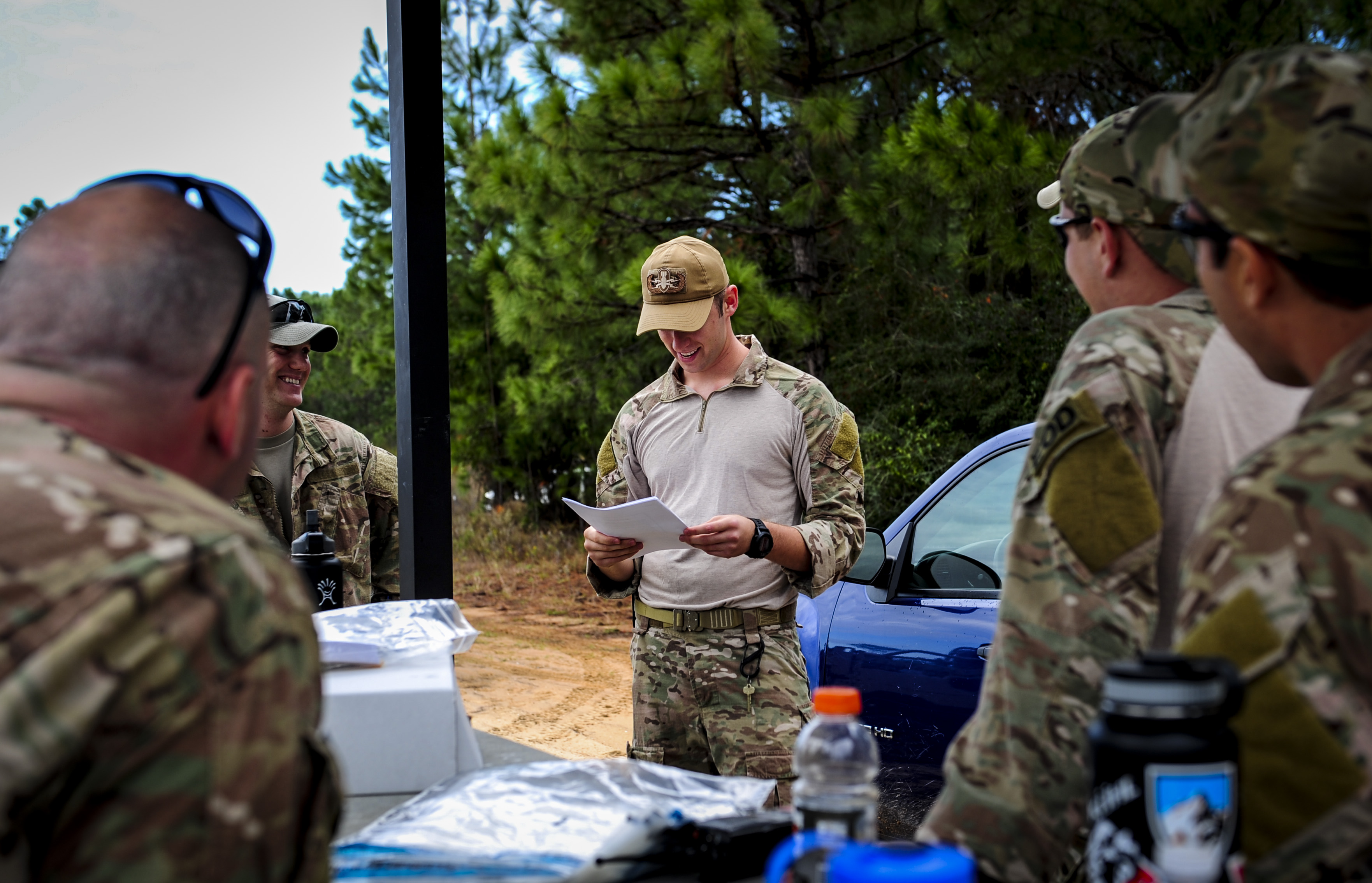 Explosive ordnance disposal Airmen conduct post-blast analysis training