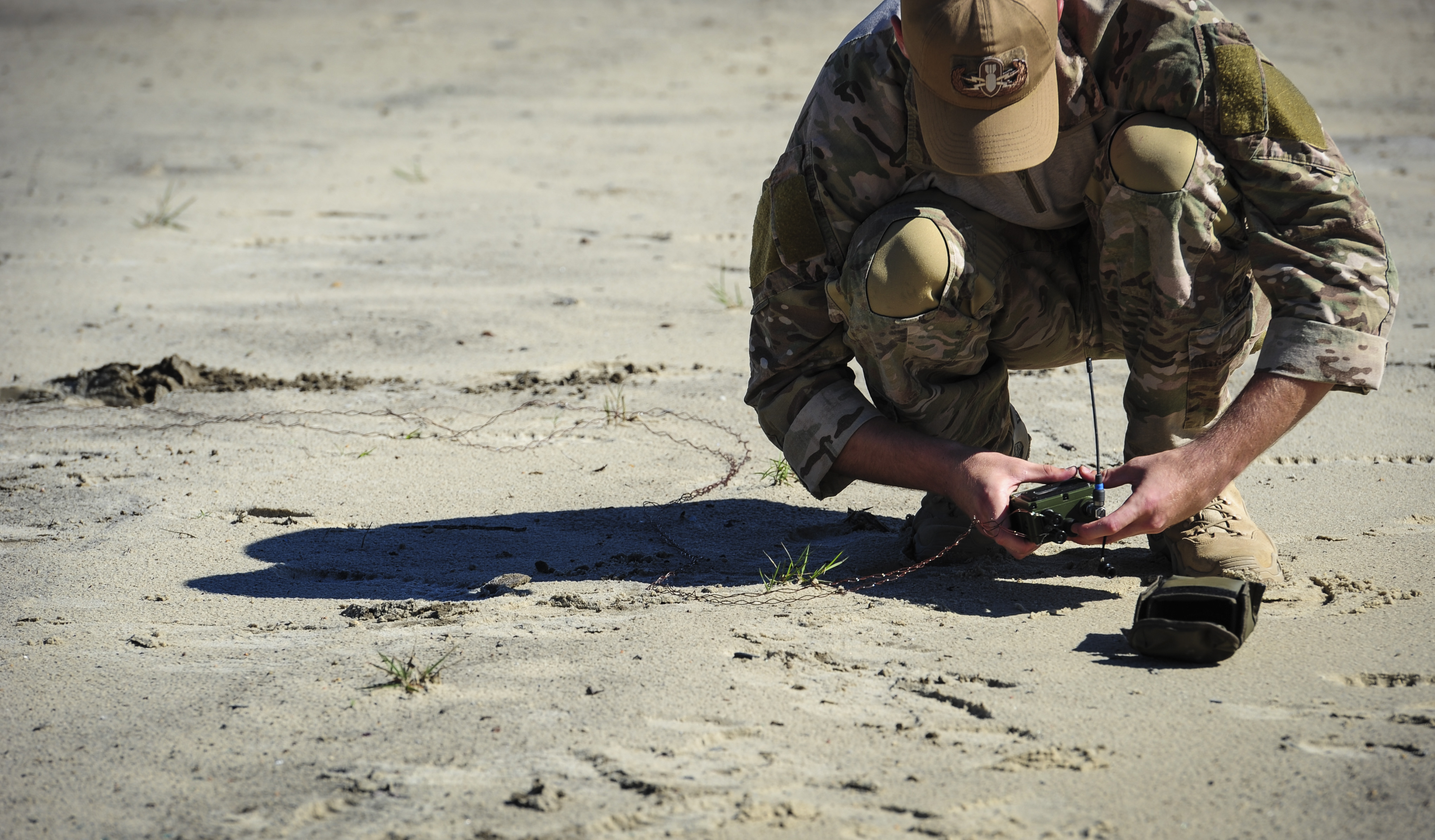 Explosive Ordnance Disposal Airmen conduct post-blast analysis training ...