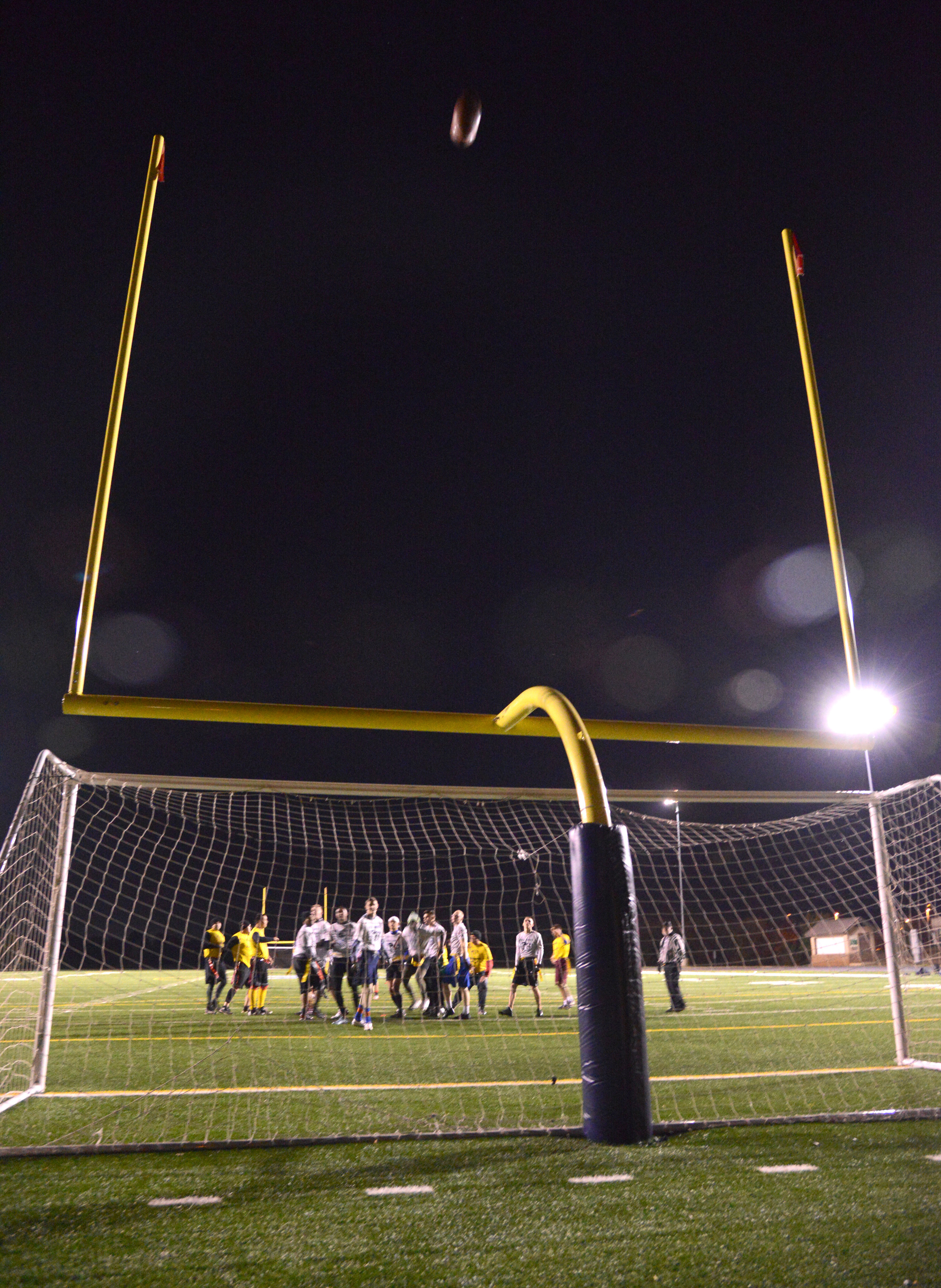 Football Goal Post At Night