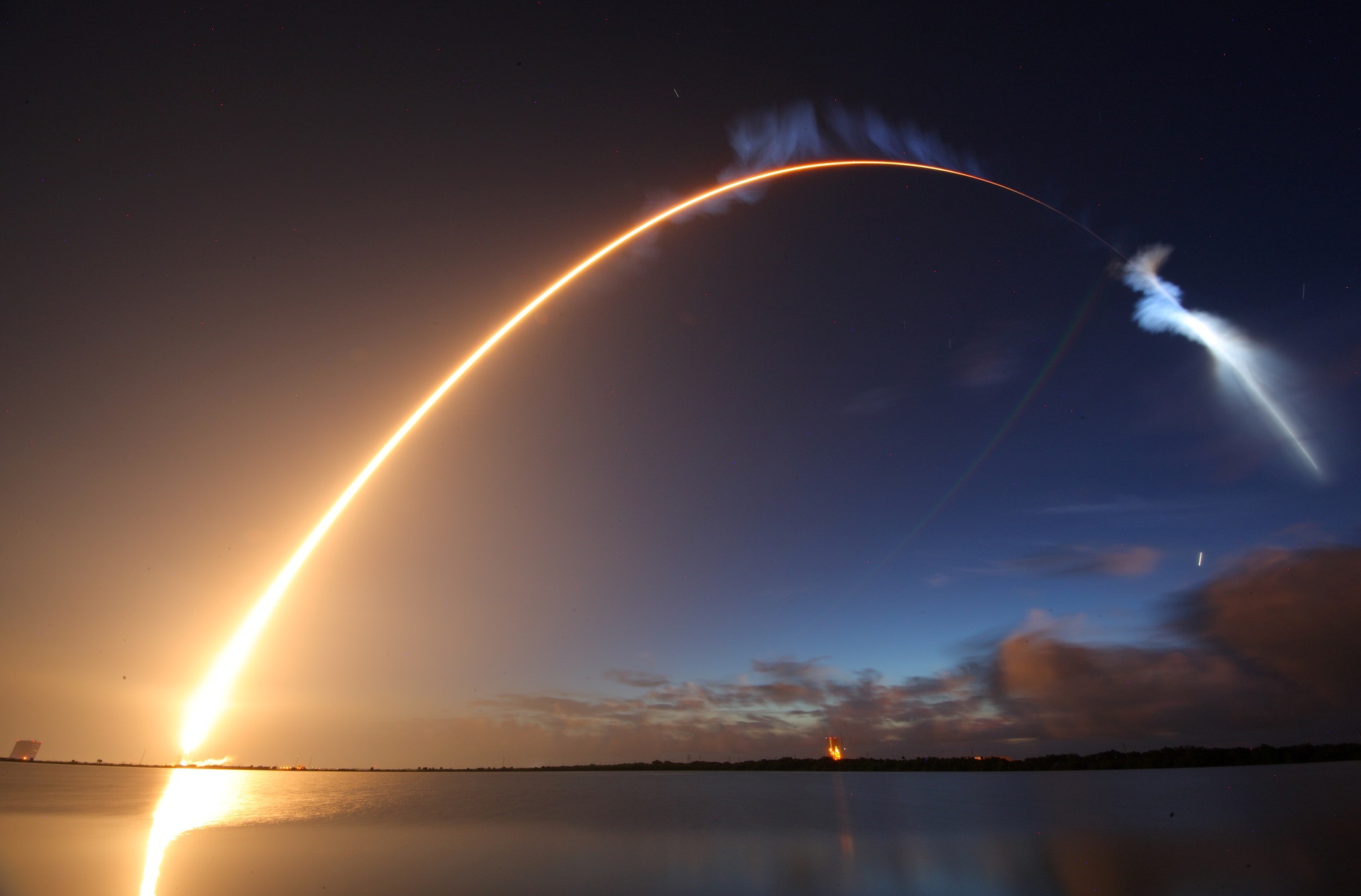 Long exposure of the launch of the Mobile User Objective System (MUOS ...