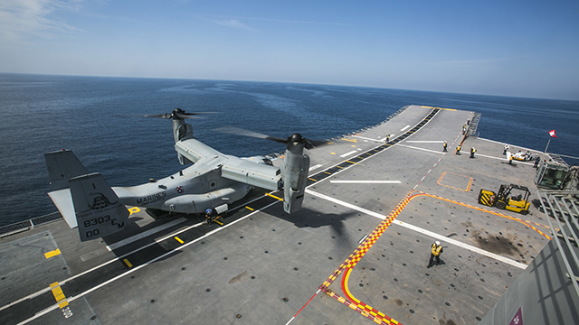 American Osprey lands on Spanish ship