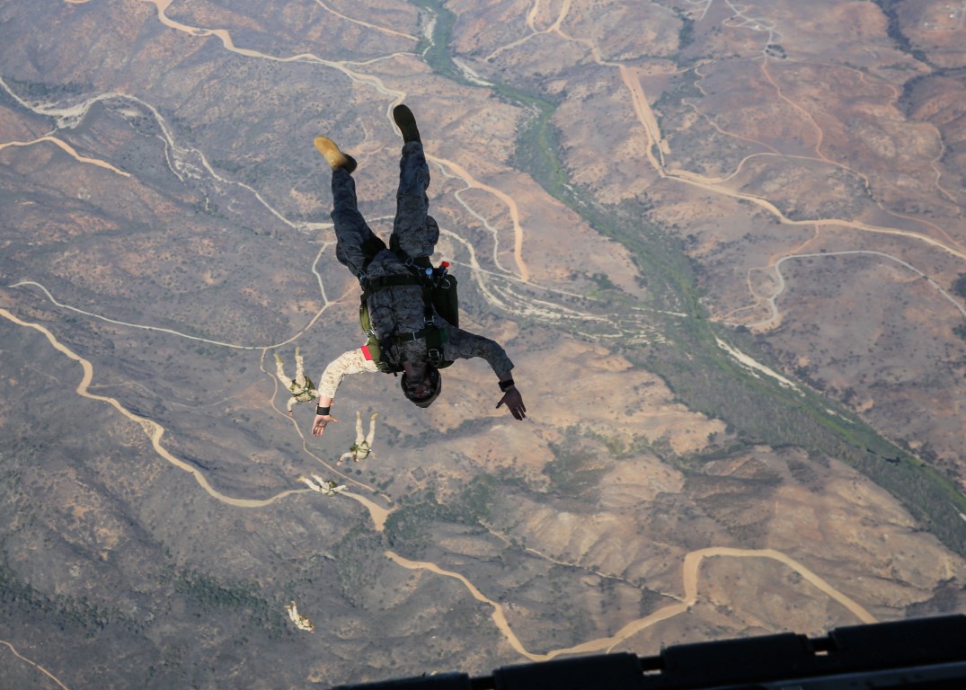The sky is the limit; Recon conducts military freefall training