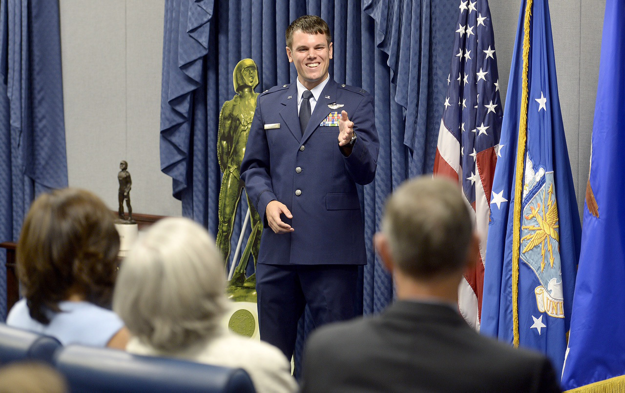 Air Force Chief of Staff Gen. Mark A. Welsh III presents Koren Kolligian Safety Award