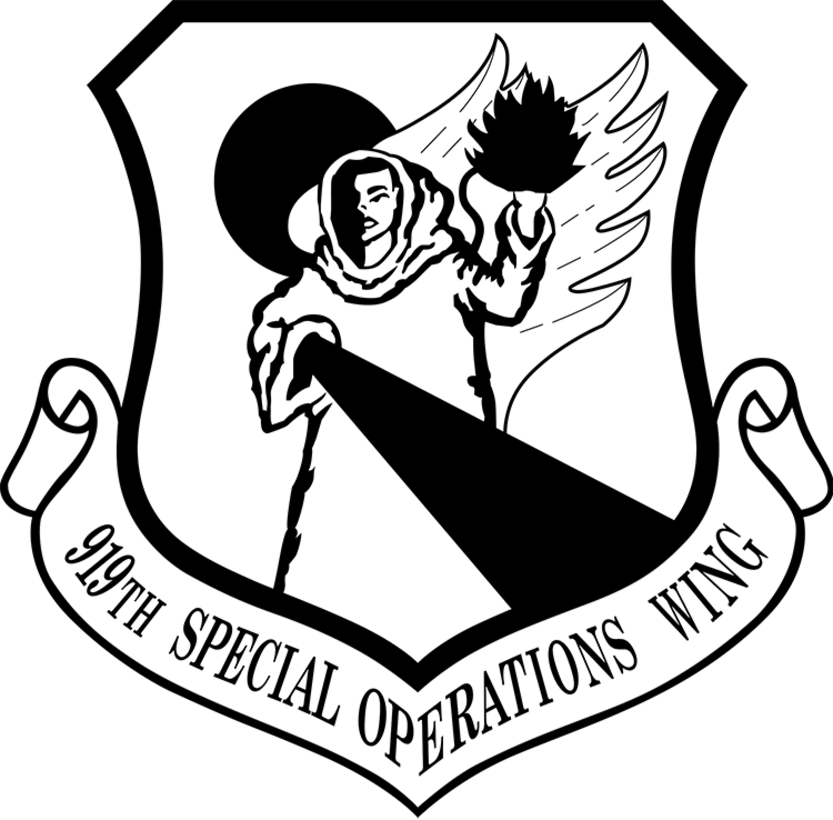 919th Special Operations Wing - Shield Black and White