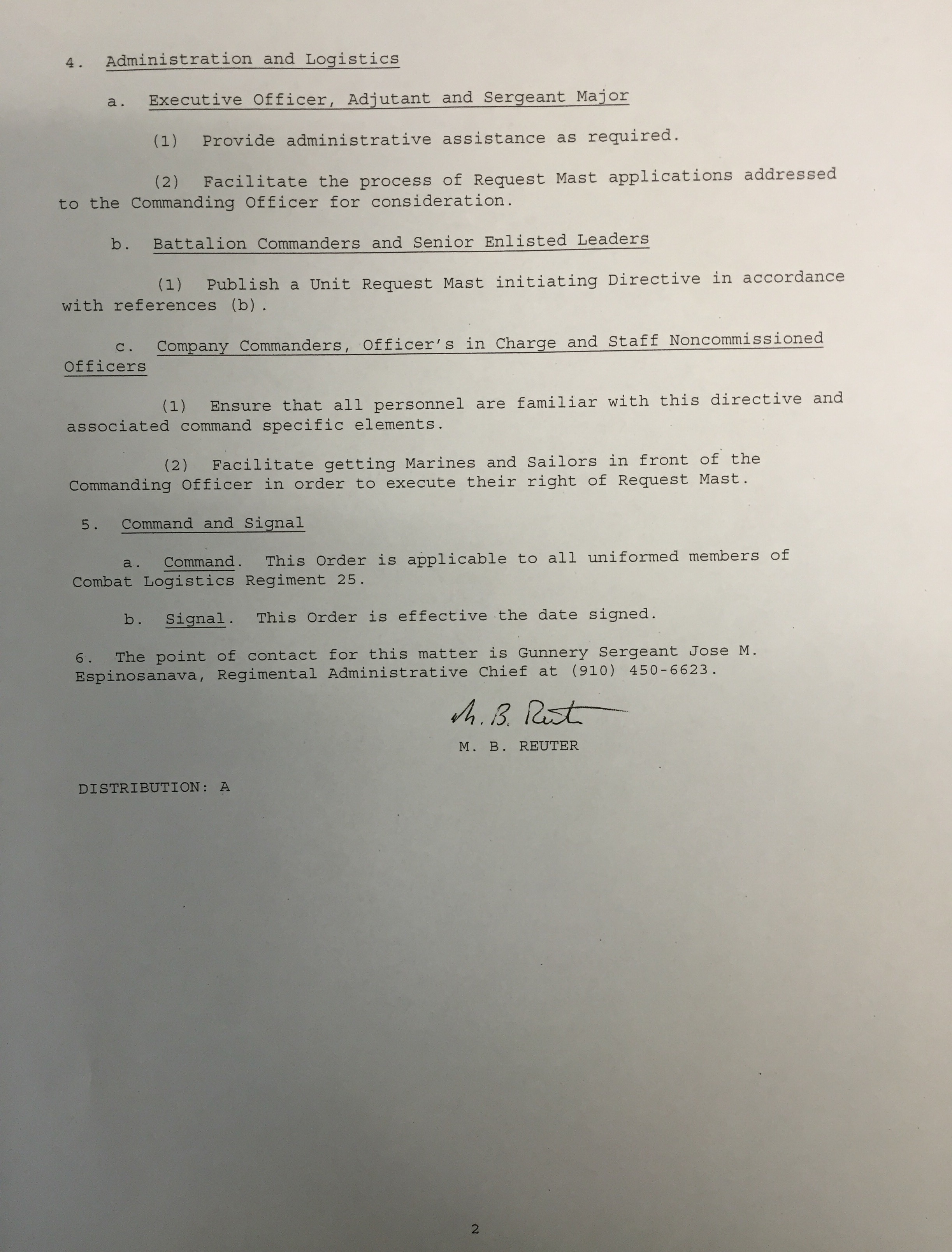 CLR 25 Request Mast Order 1700.2