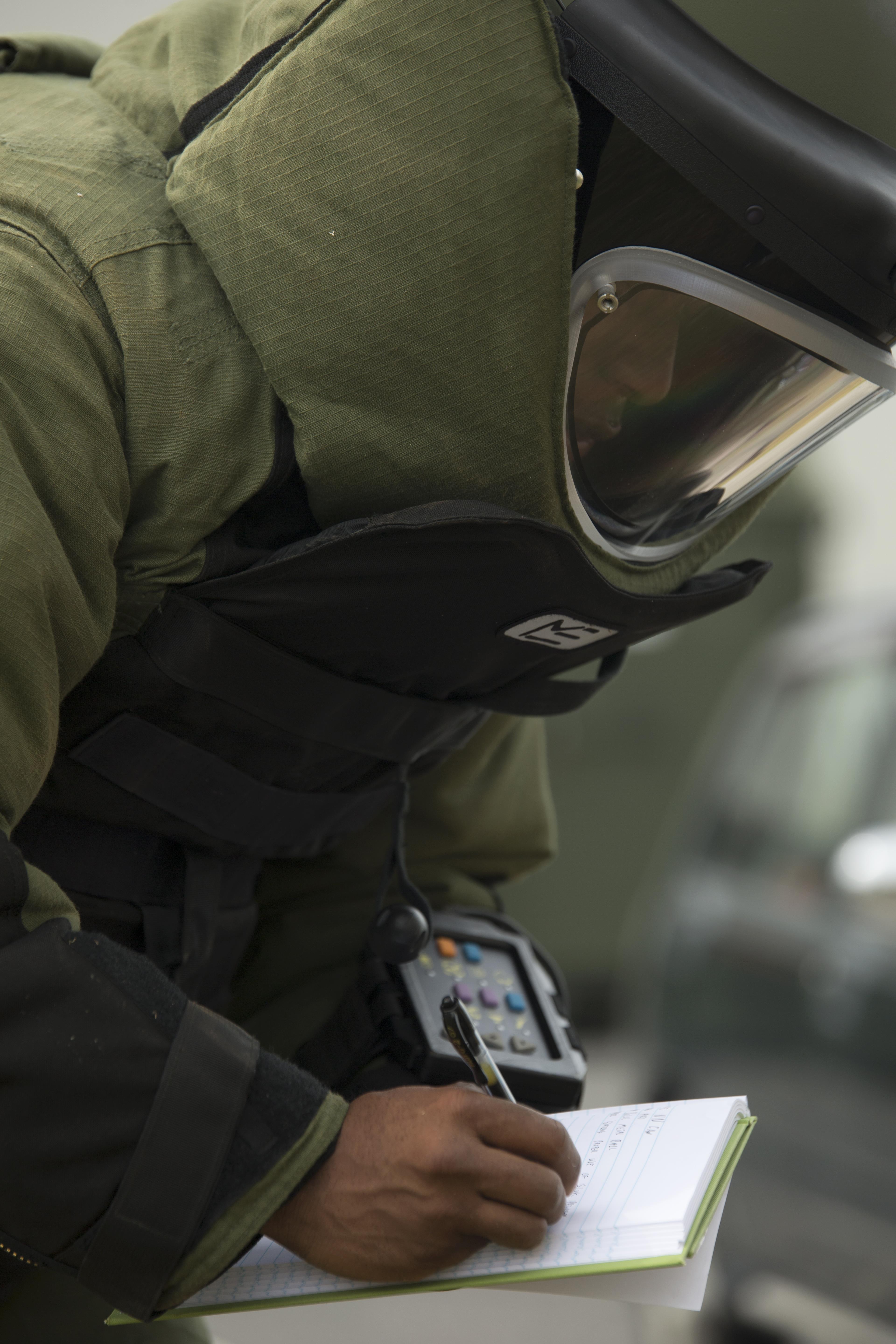 US Marines screen to become an Explosive Ordnance Disposal Technician