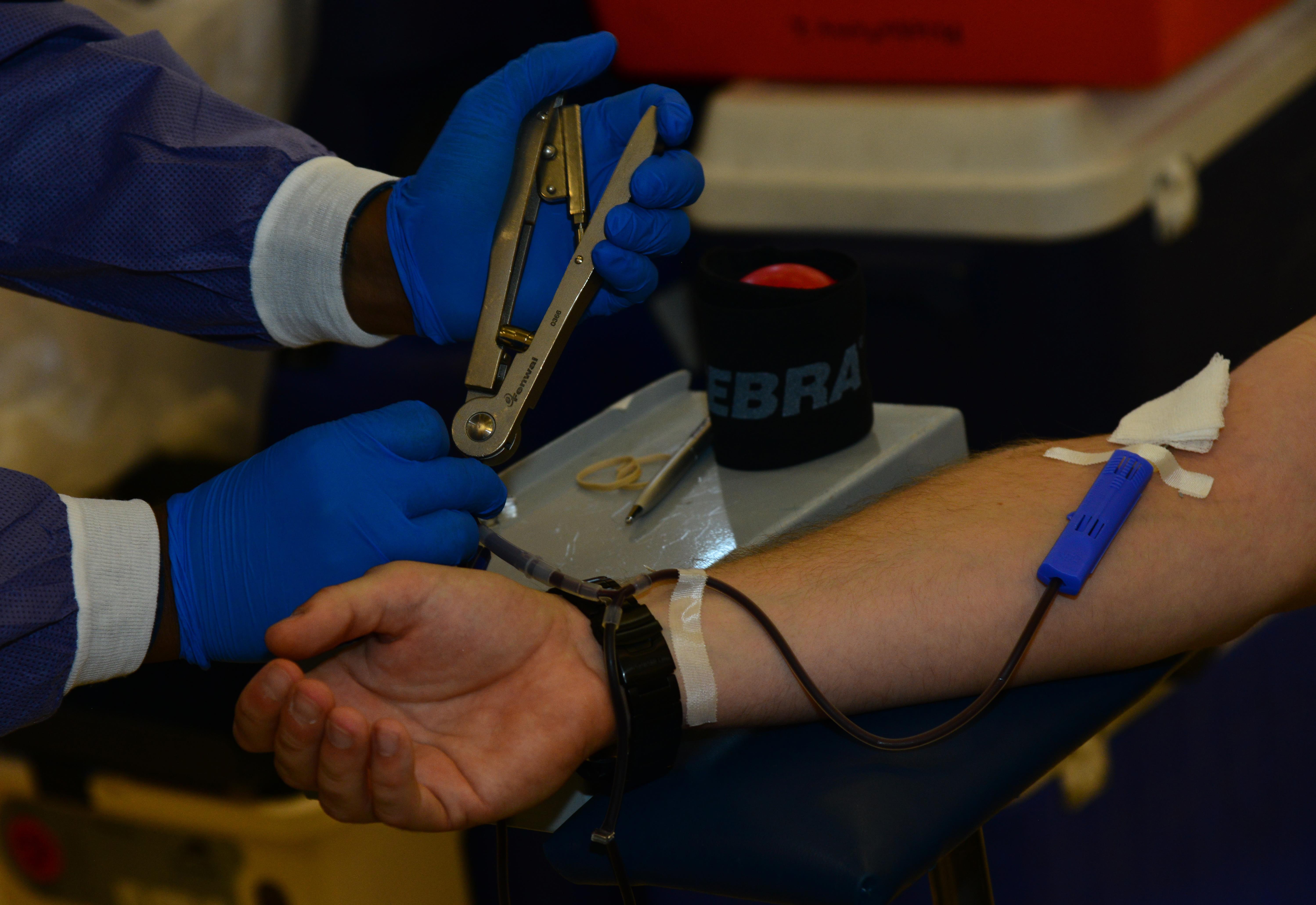 Langley Airmen donate during blood drive