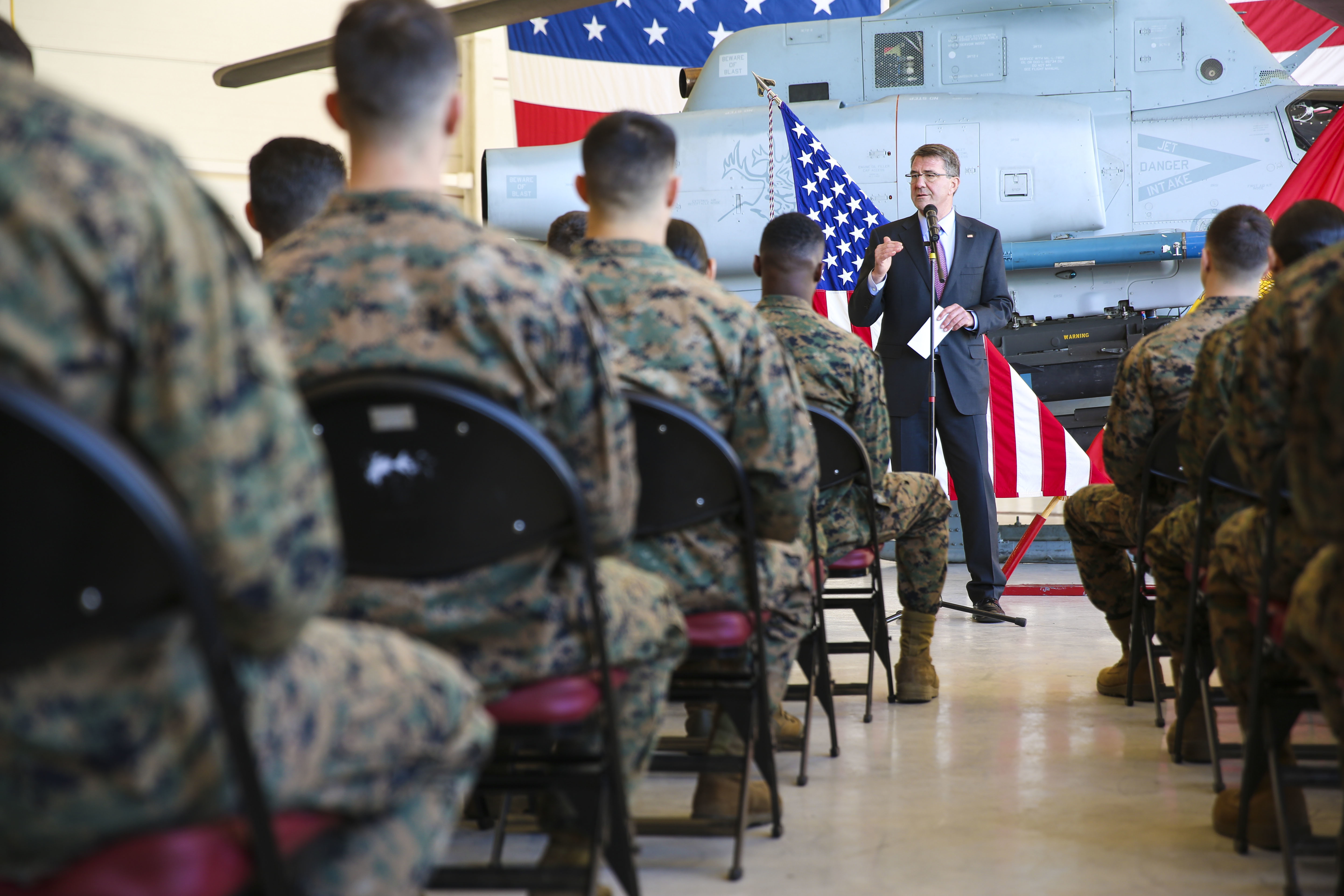 Secretary of Defense visits service members aboard MCAS Miramar ...