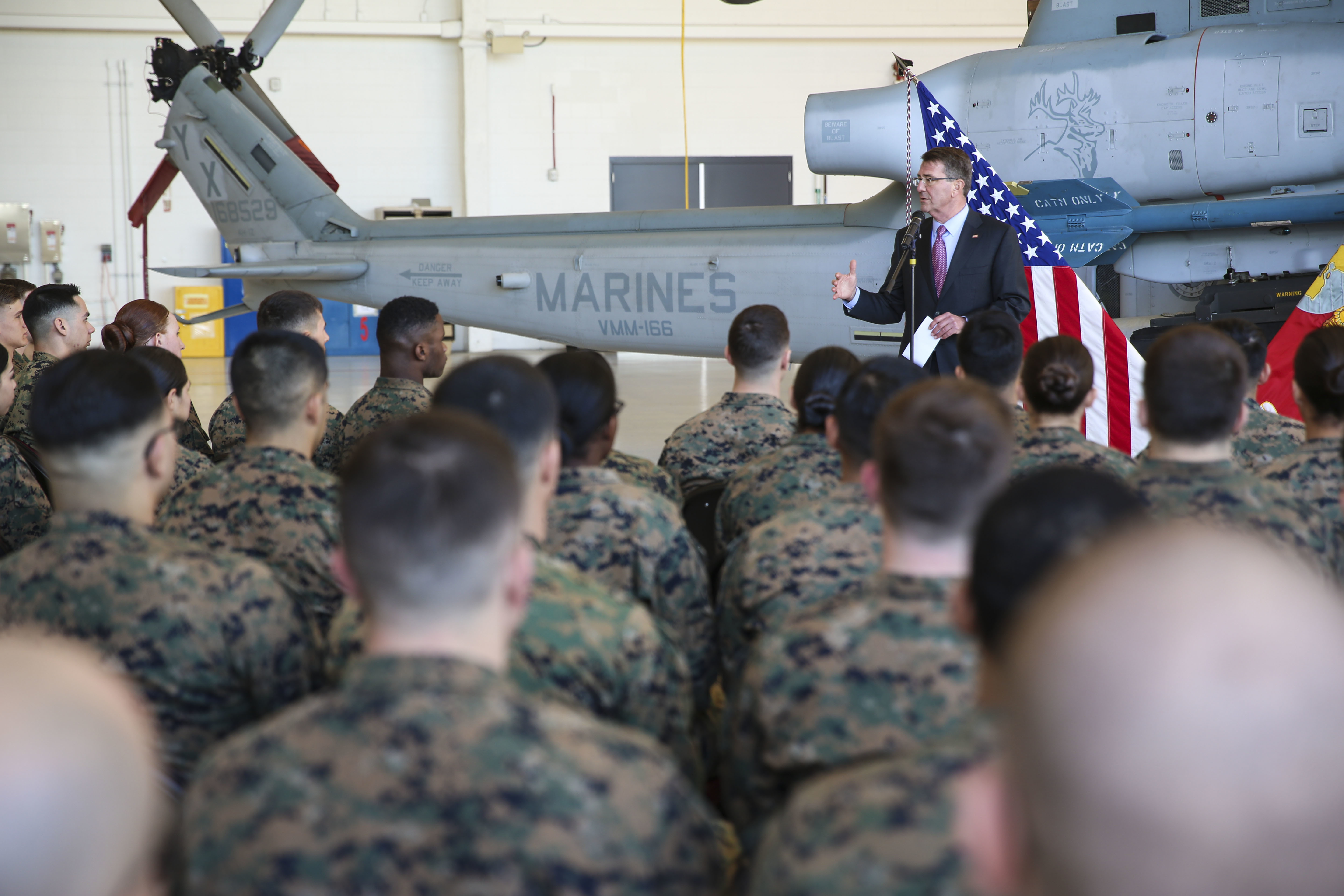 Secretary of Defense visits service members aboard MCAS Miramar ...