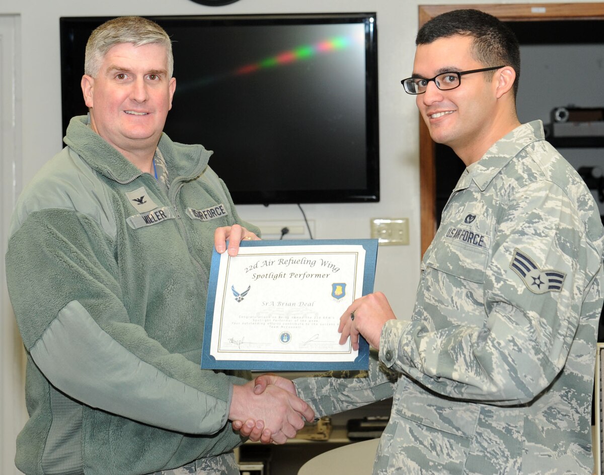 22nd CES Airman earns spotlight performer > McConnell Air Force Base > News