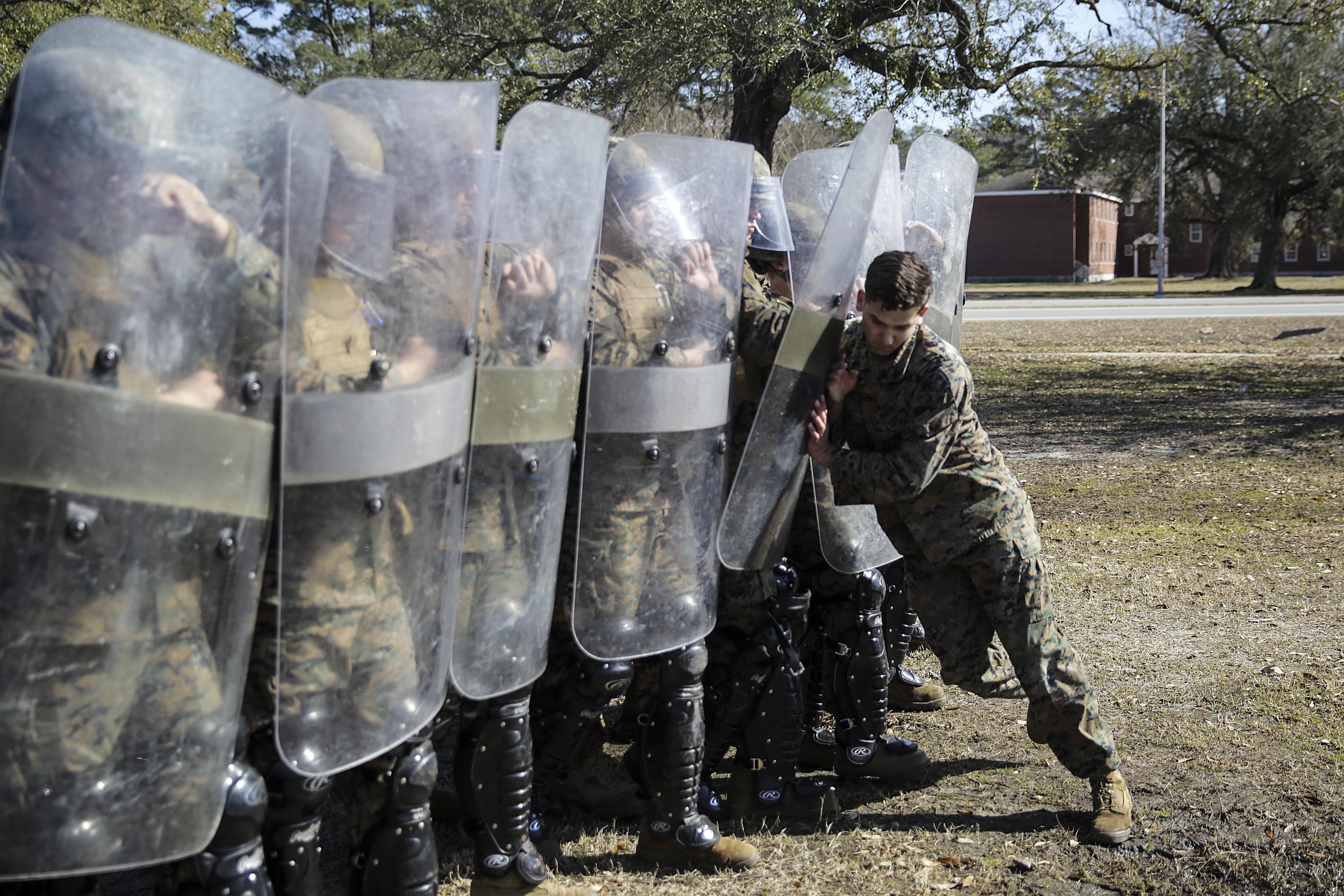Riot Police Shield Wall