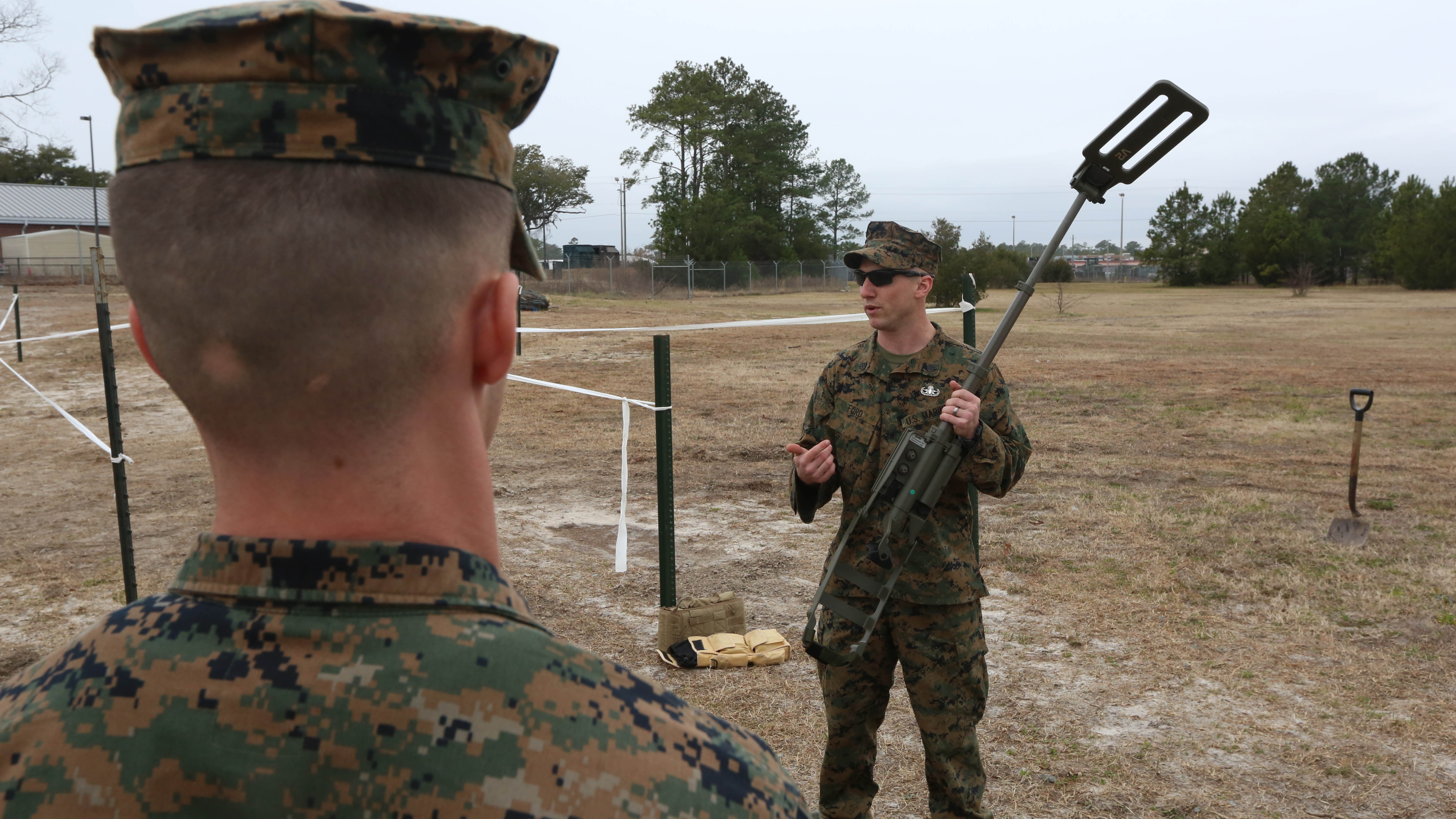 EOD Marines teach CLB-2 Marines about IEDs in preparation for a deployment