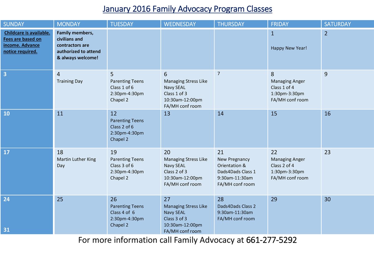 January 2016 Family Advocacy classes > Edwards Air Force Base > Article ...