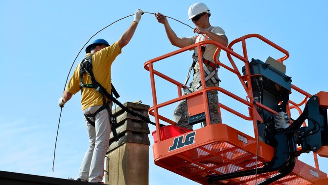 31 CES Airmen install lightning protection systems > Aviano Air Base ...