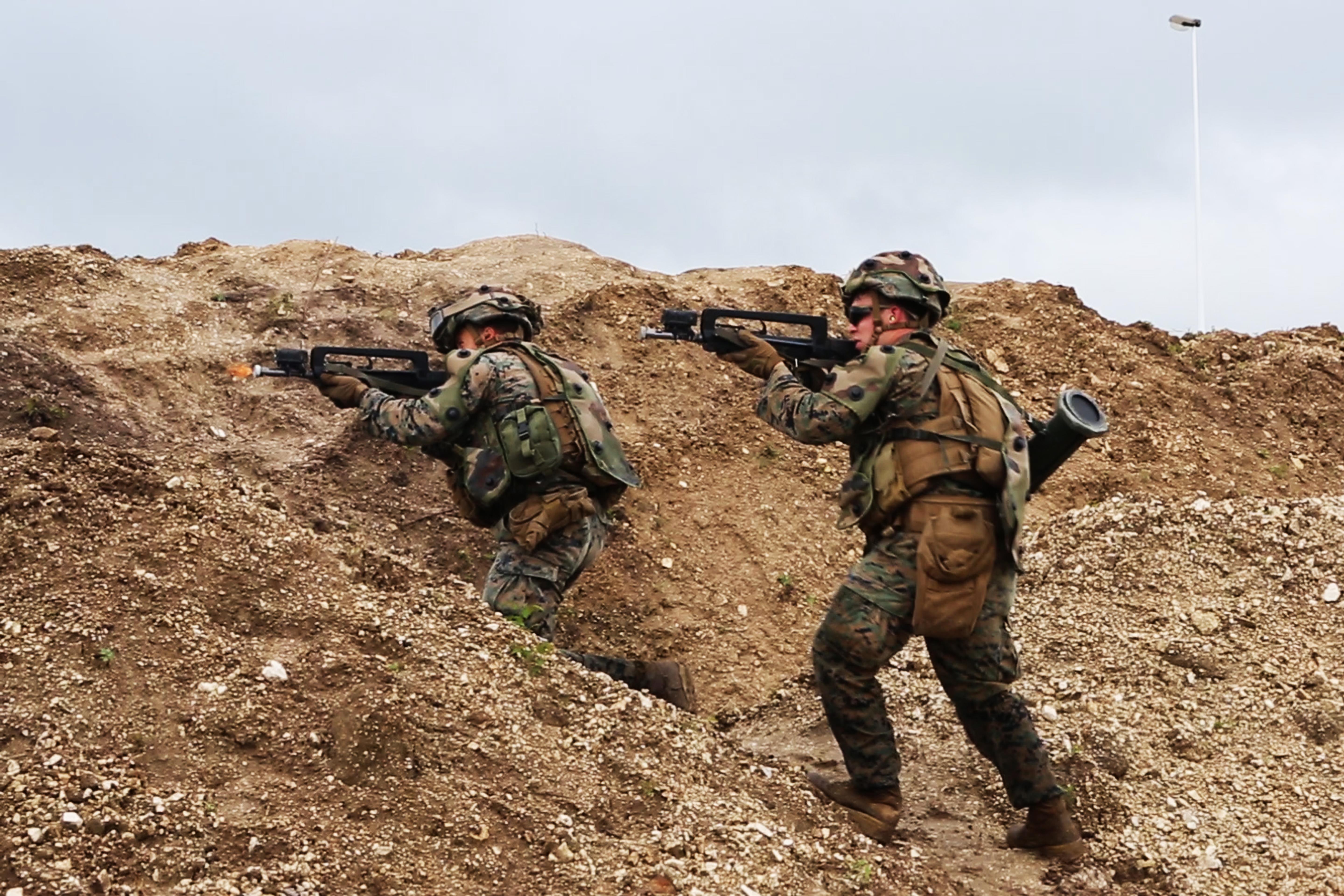 SPMAGTF-CR-AF Marines & French Army conduct a NEO exercise