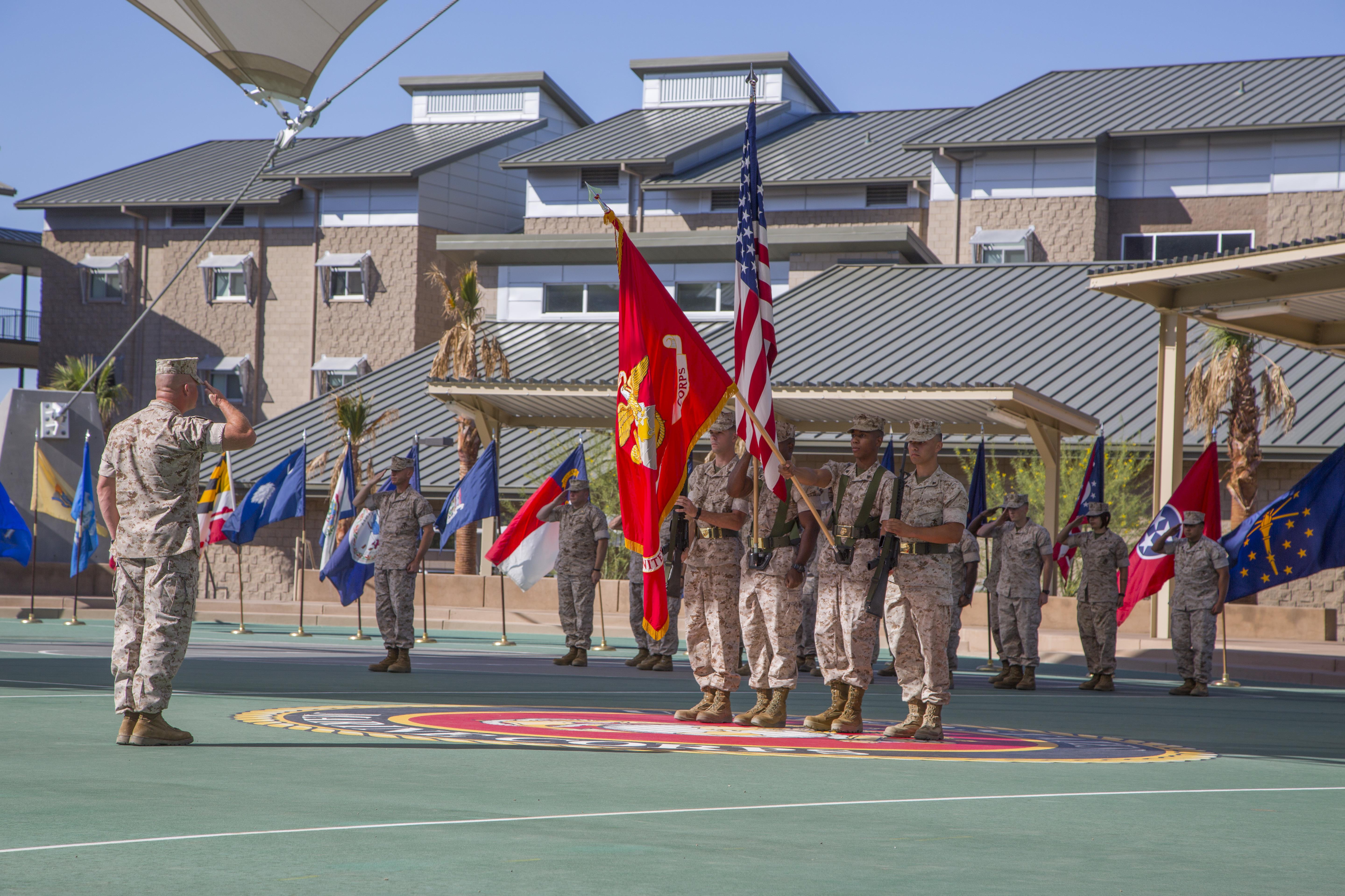 MCLOG commander passes guidon > Marine Corps Air Ground Combat Center ...