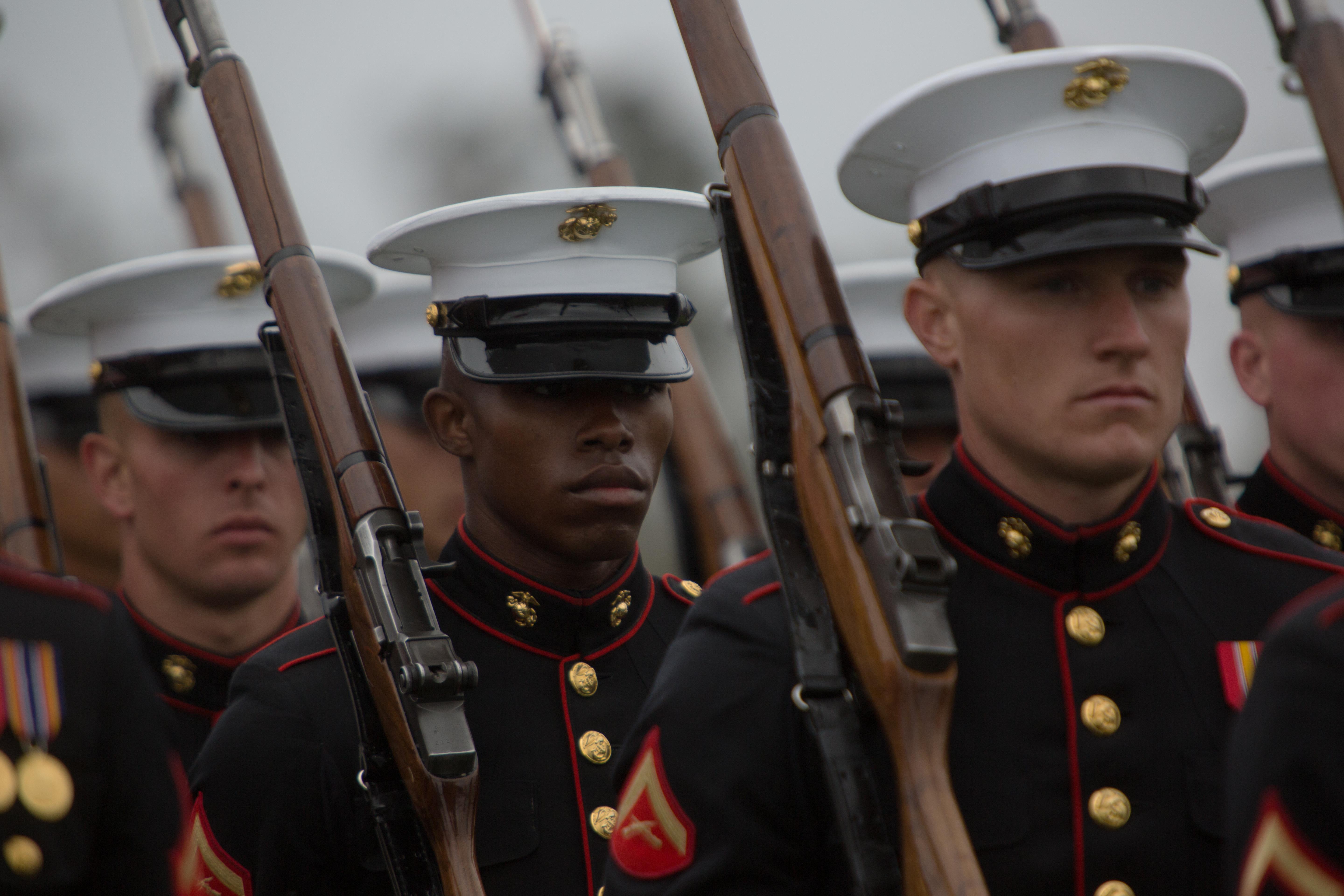 A Marine Corps tradition returns: the Battle Color Detachment performs ...