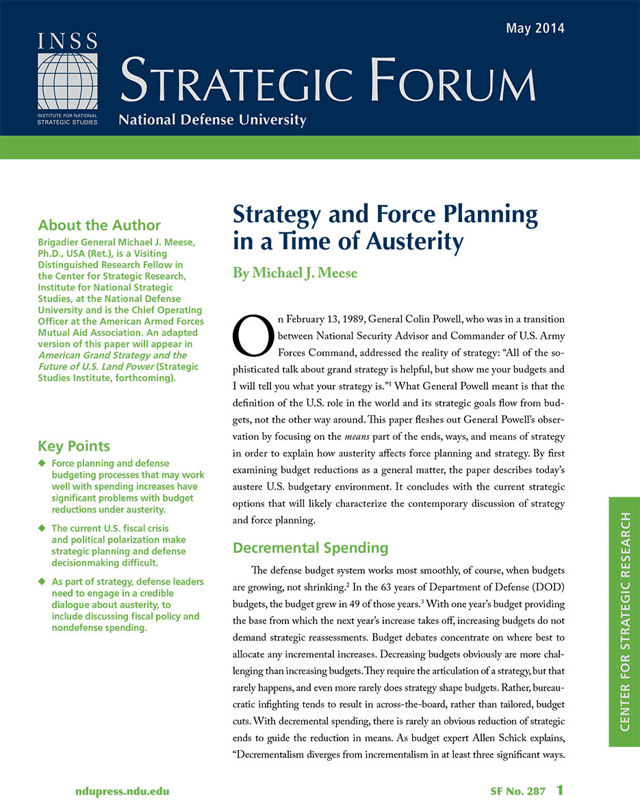 Strategy and Force Planning in a Time of Austerity > National Defense ...