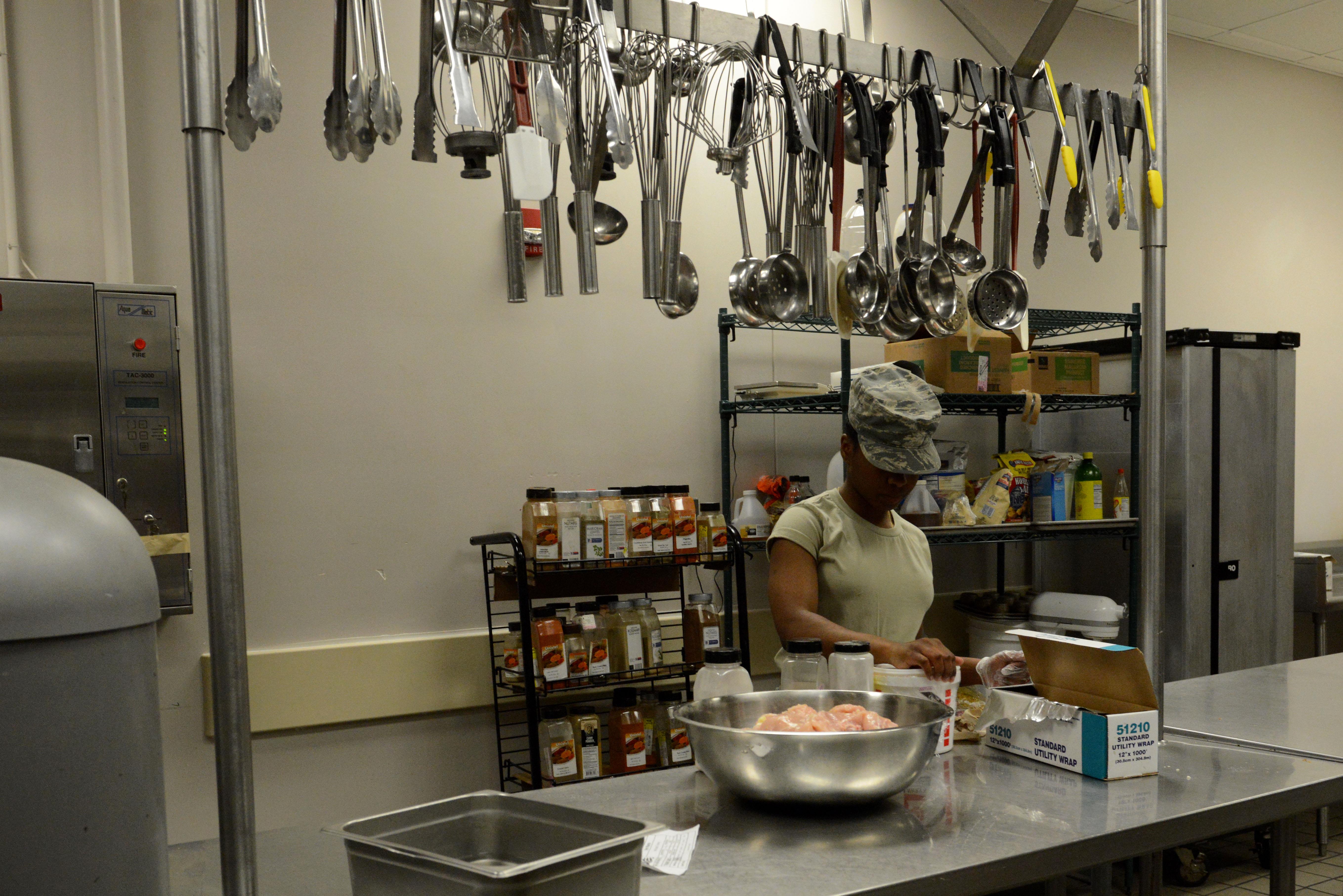 Dining Facility staff prepares lunch