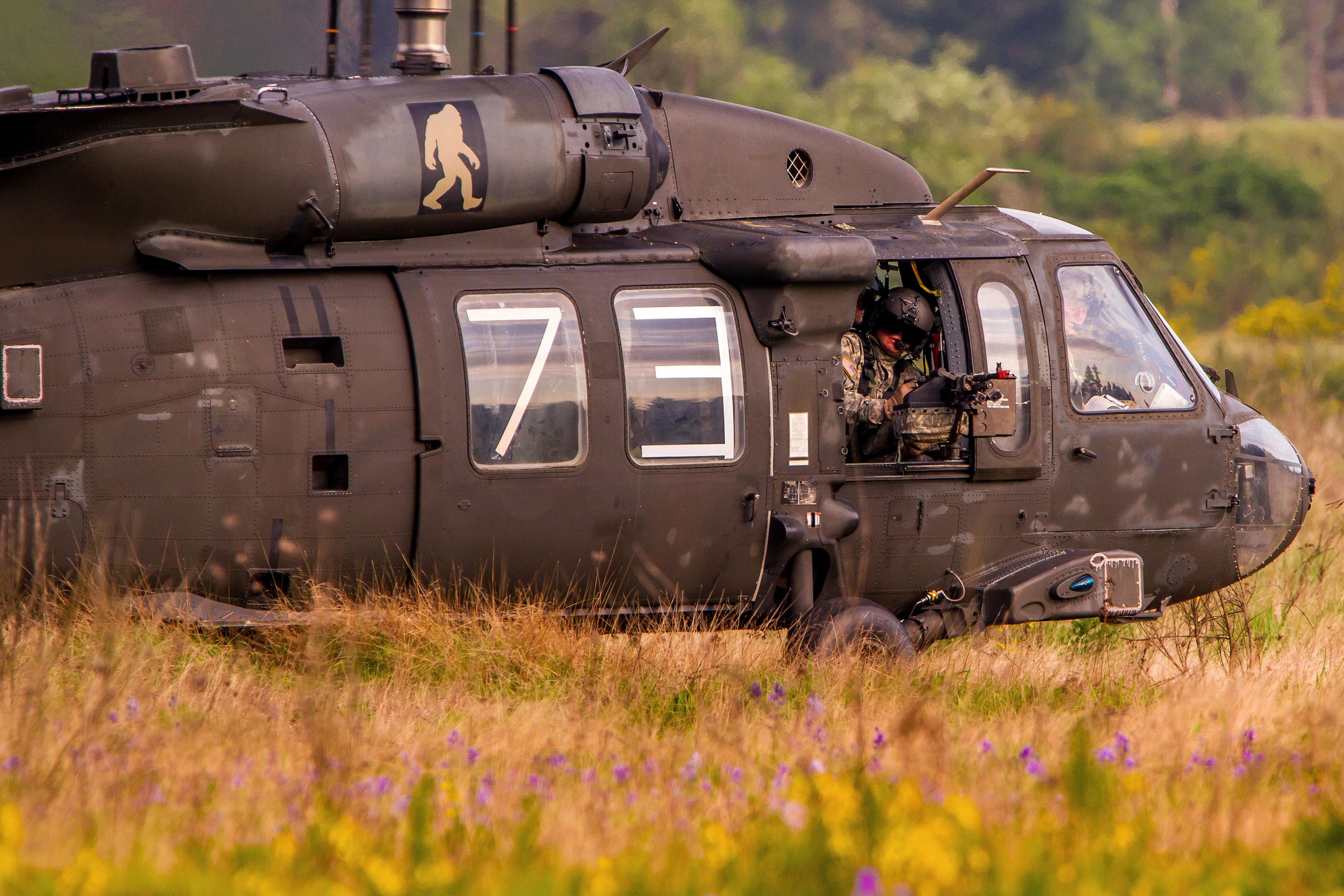 Black Hawk Helicopter With Guns Wallpaper